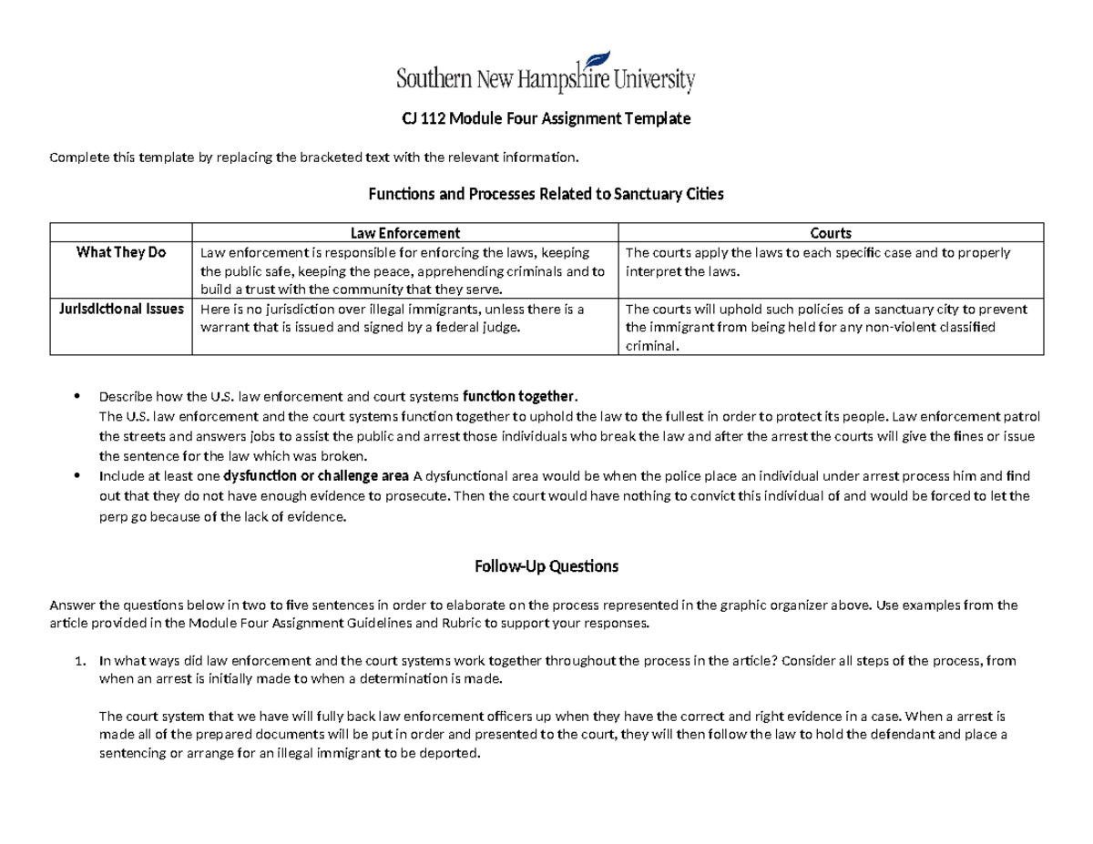 CJ 112 Module Four 4-2 Assignment Template - CJ 112 Module Four ...