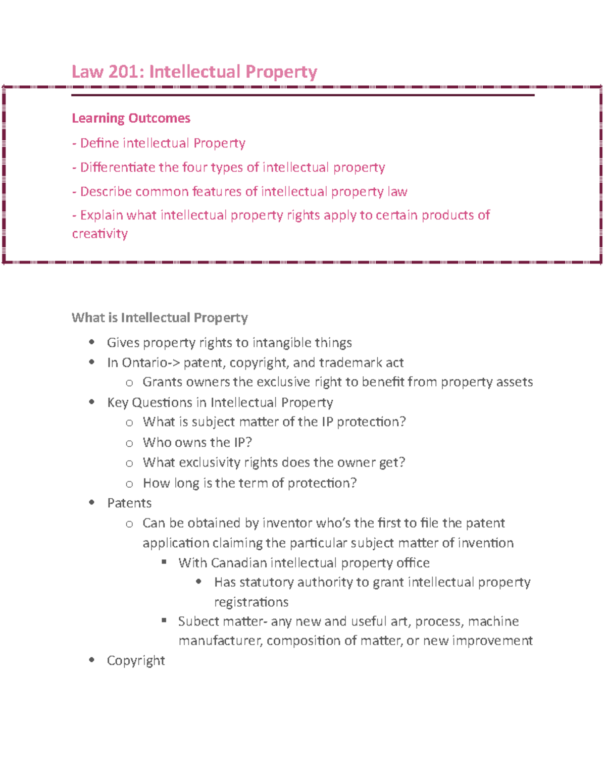 Intellectual Property - Studocu