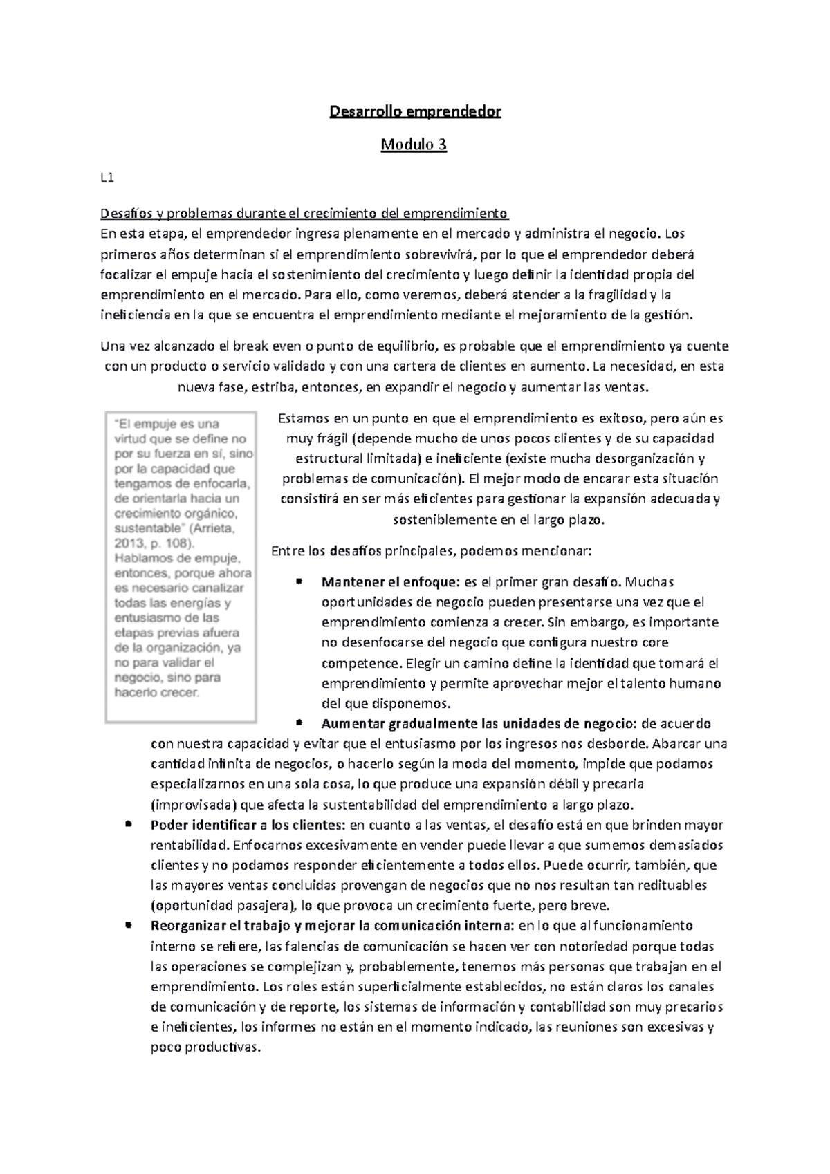 Desarrollo emprendedor resumen - modulo 3 y 4. Segundo parcial - Desarrollo emprendedor Modulo 3 ...