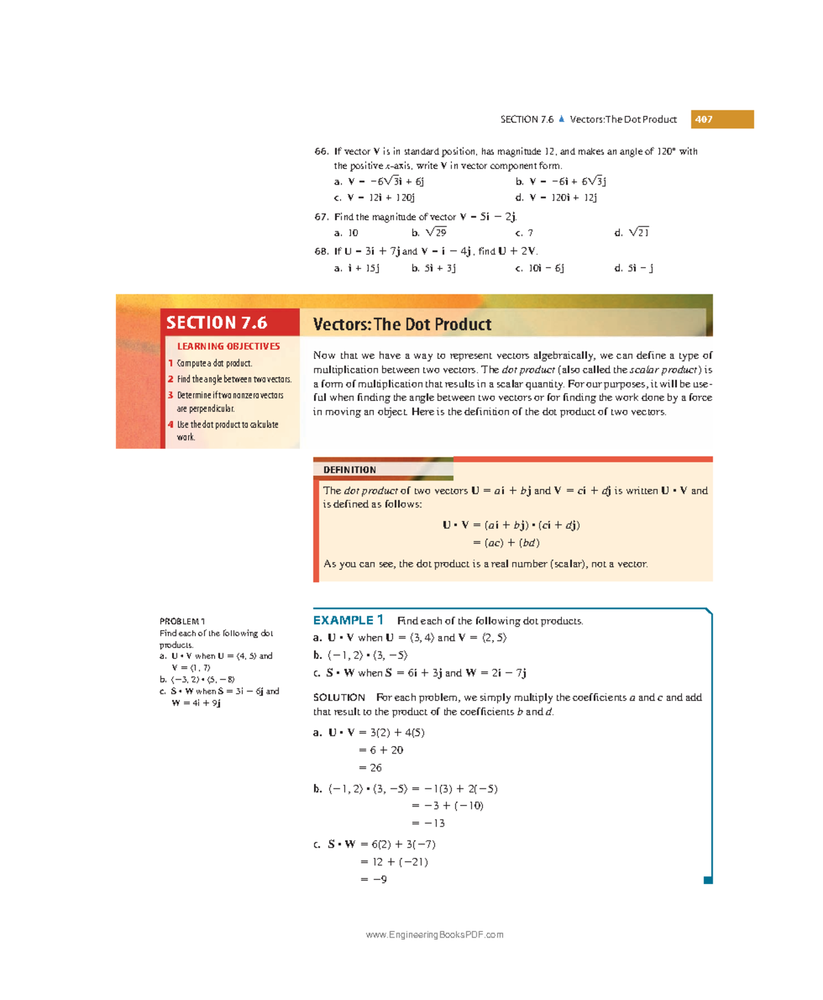 Vectors An Algebraic Approach 2 - ####### SECTION 7 Vectors: The Dot ...