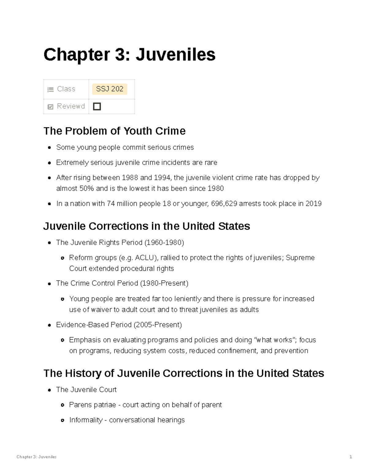 SSJ 202 CHAPTER 3 - Juveniles - Chapter 3: Juveniles 1 Chapter 3: Juveniles Class SSJ 202 ...