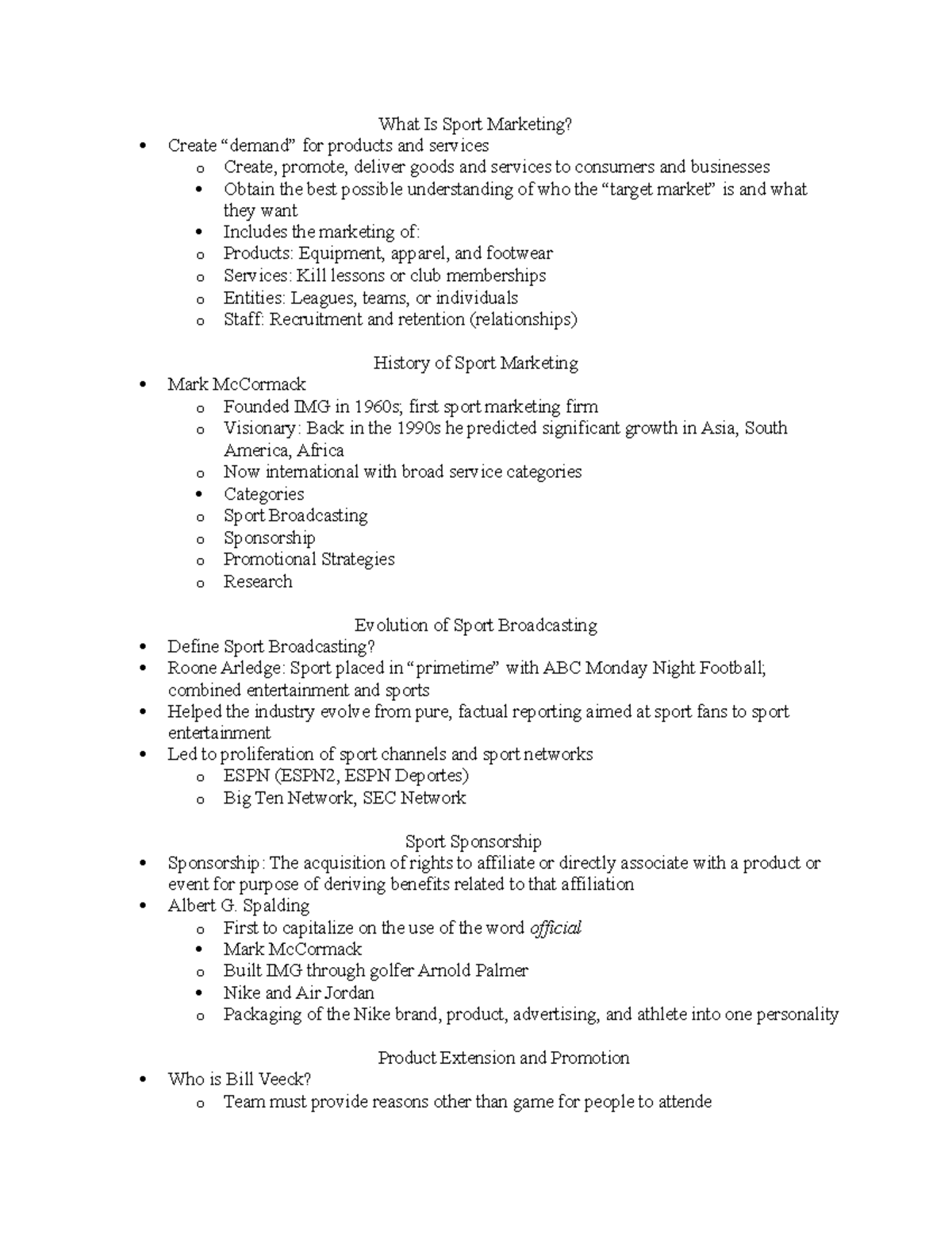 What Is Sport Marketing notes - What Is Sport Marketing? Create “demand ...