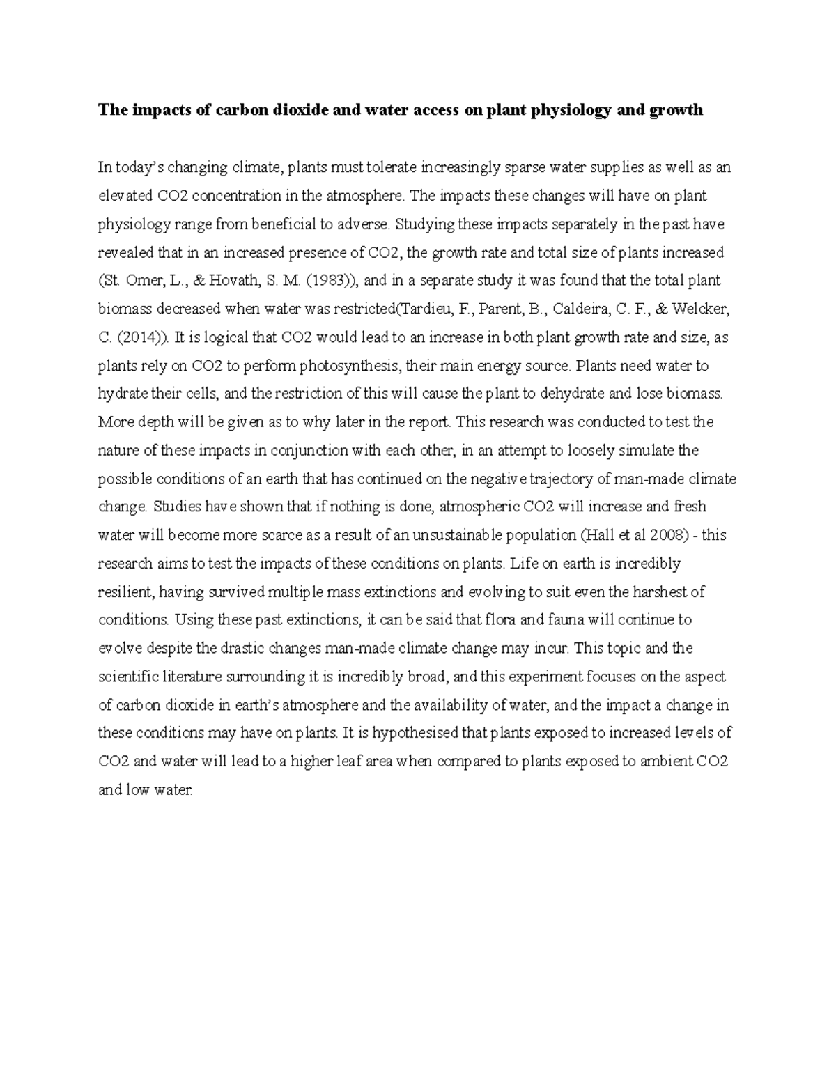 mid semester lab report 2021 - plant growth CO2 - Biol1007 - USyd - Studocu