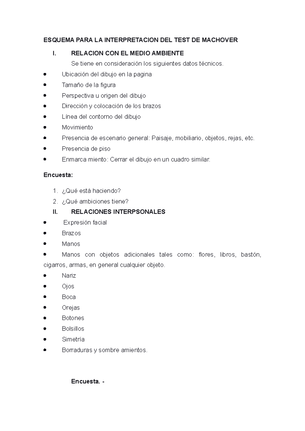 Esquema DE Informe Machover - ESQUEMA PARA LA INTERPRETACION DEL TEST ...