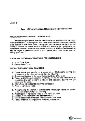 Crime Scene Photography Lesson 2 - Forensic Photography - Studocu