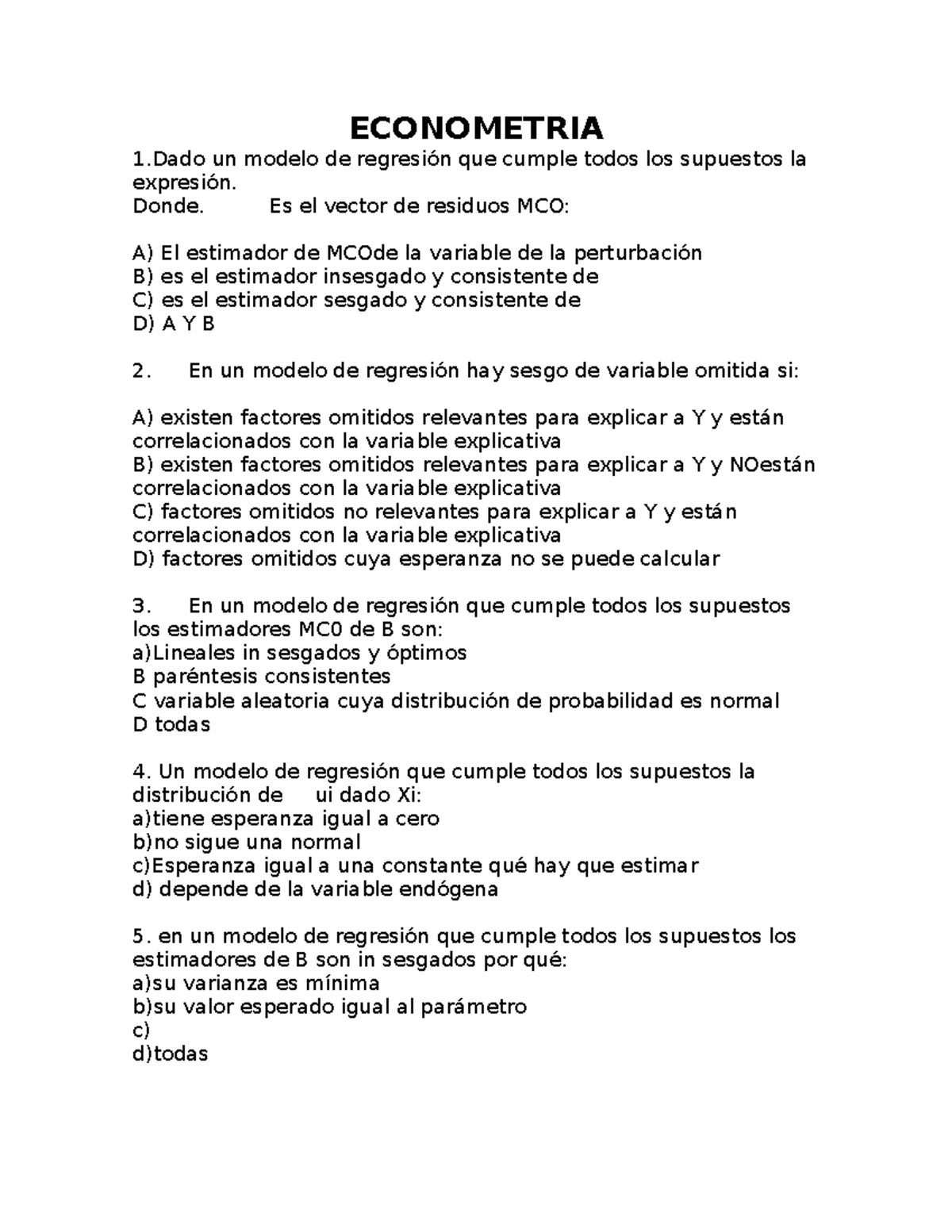 Econometria - Apuntes 1,2,3,4 - ECONOMETRIA 1 un modelo de regresión ...