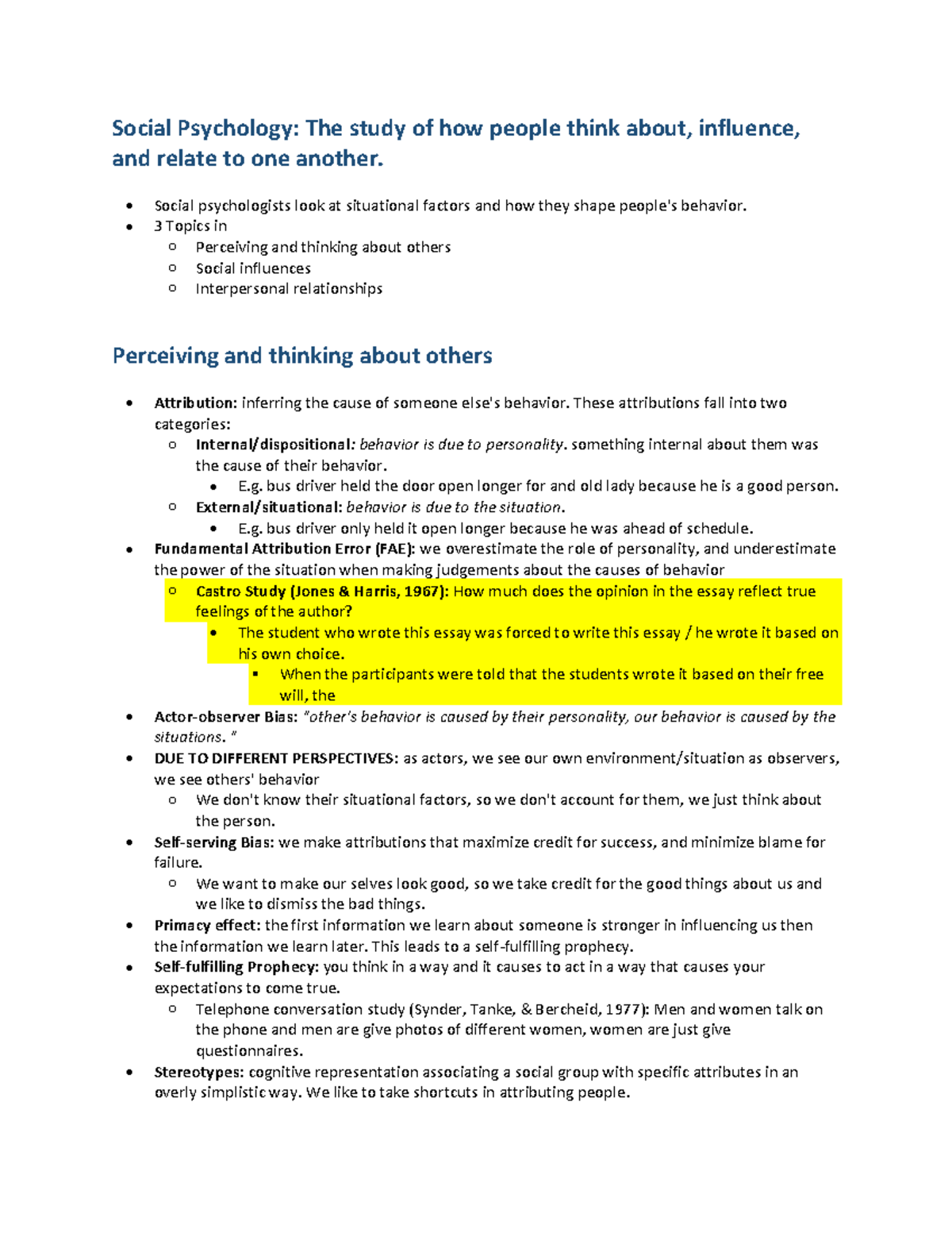 Social Psychology - Social psychologists look at situational factors ...