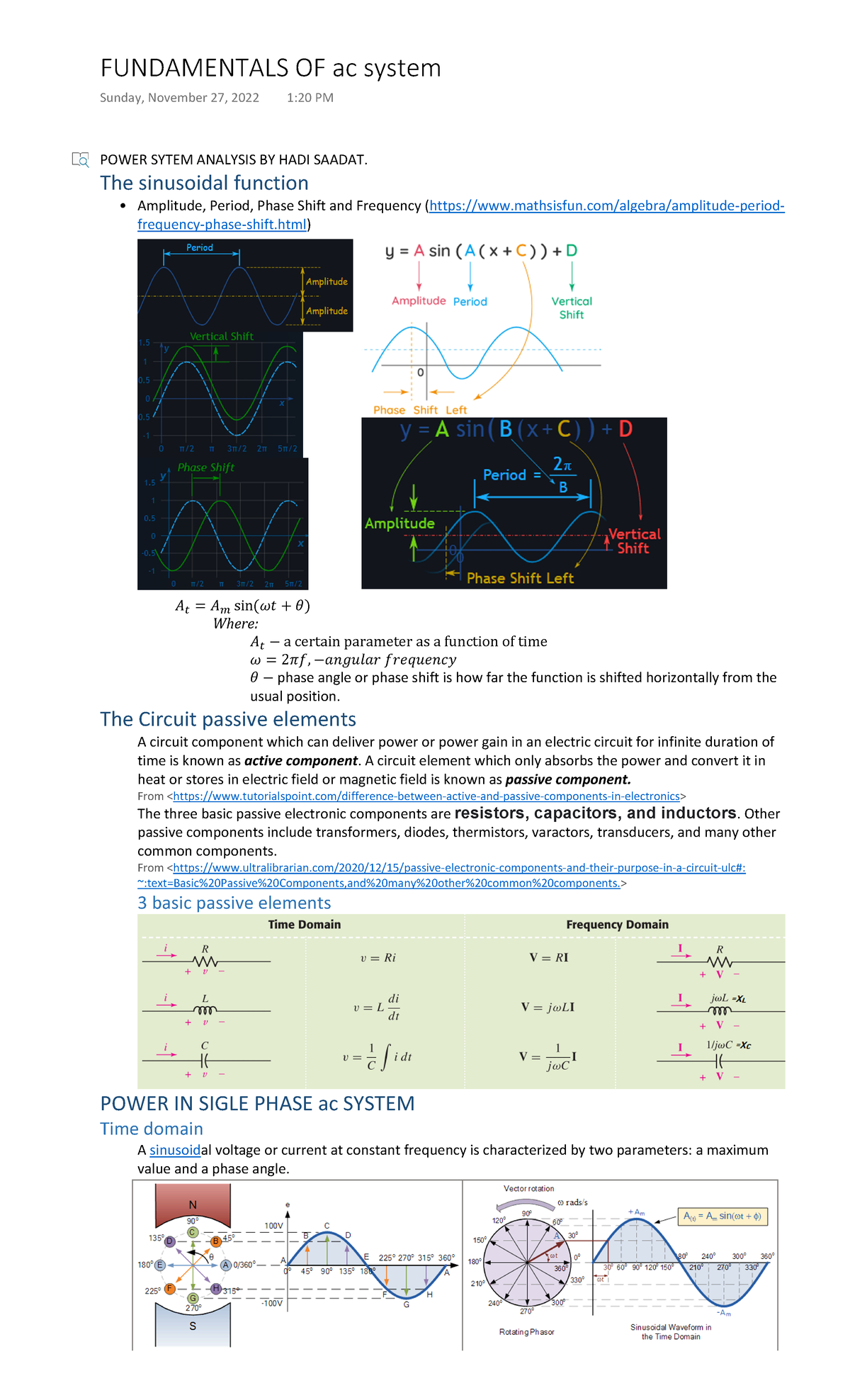 Fubdamentals of AC system - POWER SYTEM ANALYSIS BY HADI SAADAT. The ...