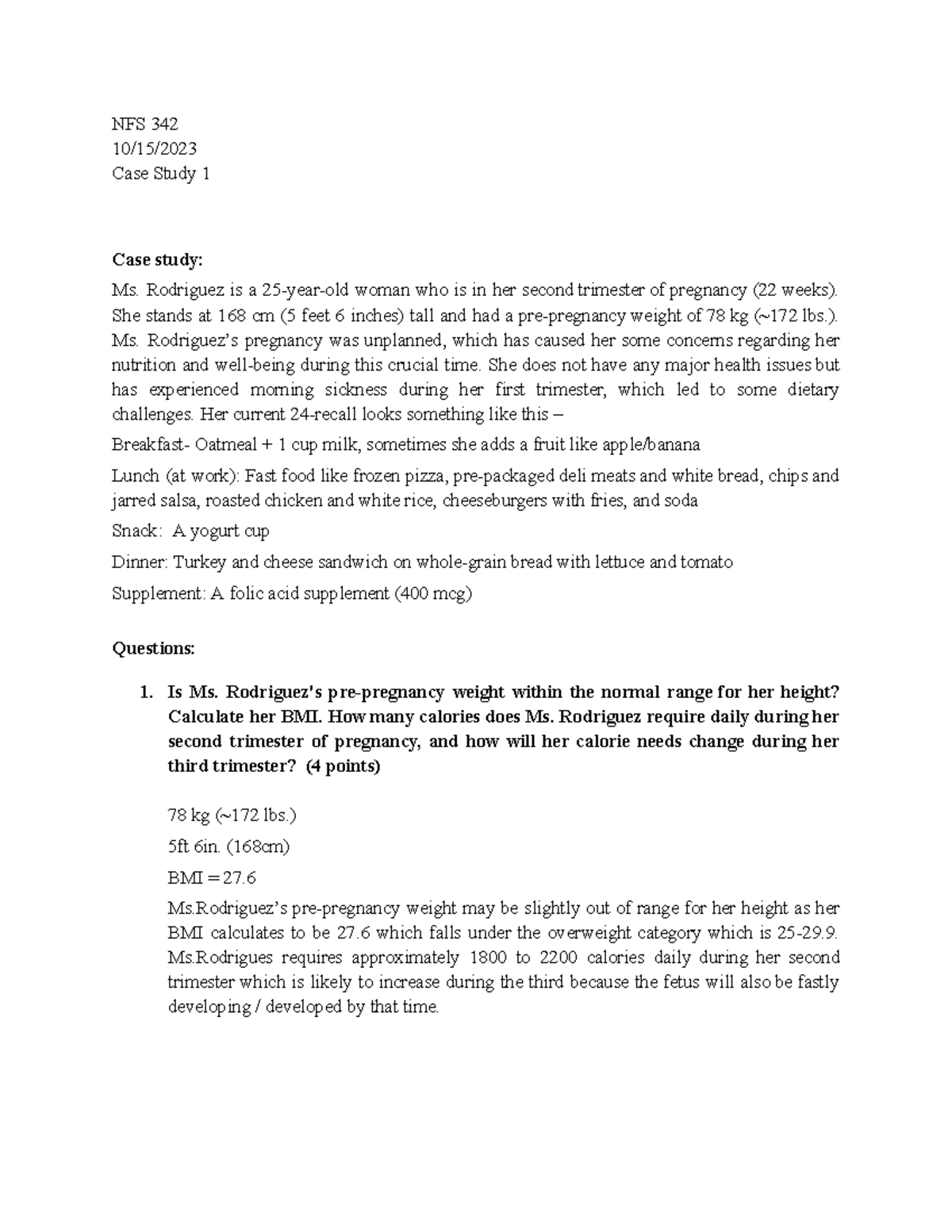 NFS 342 CS#1 - NFS Case Study Sample. NFS 342 Case Study #1. - NFS 342 ...