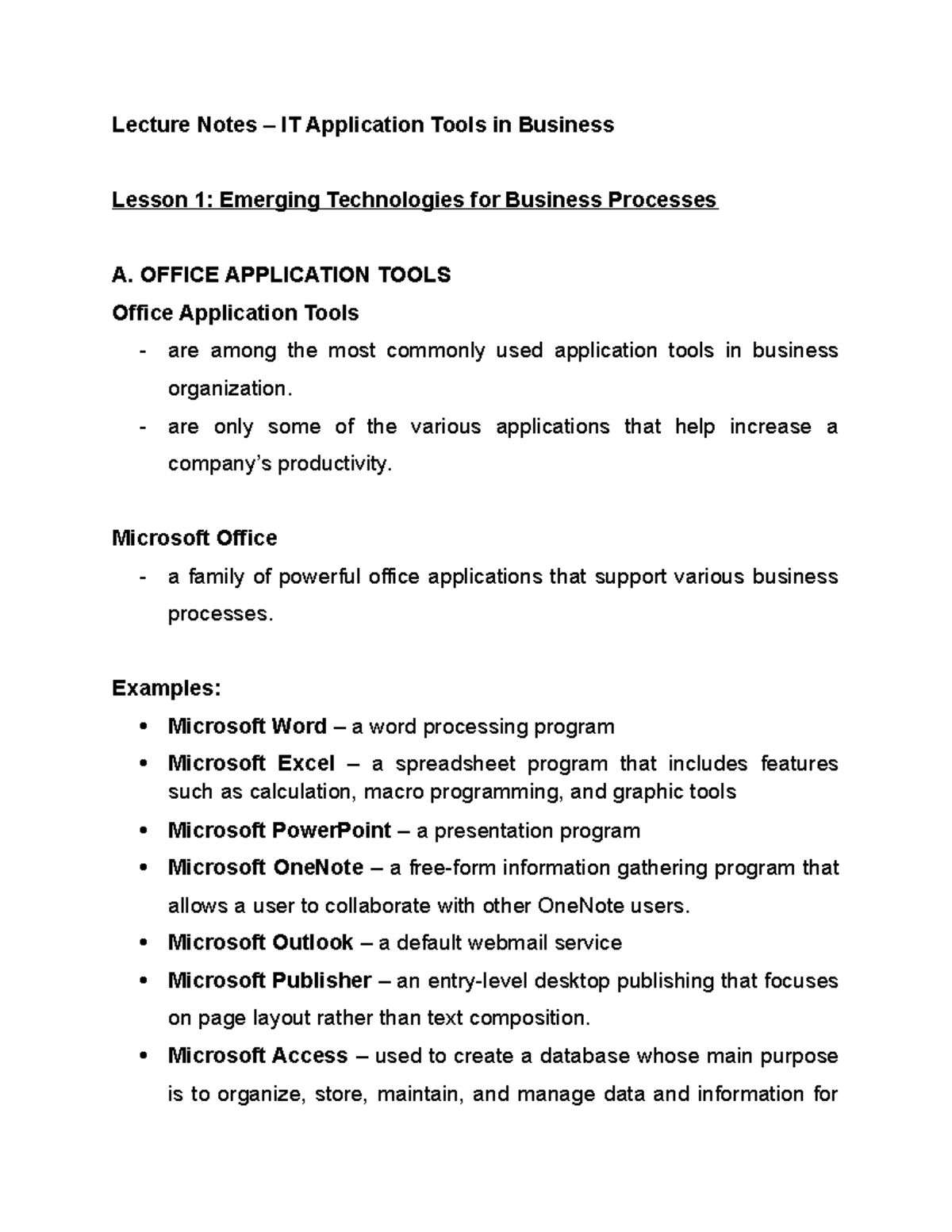 Emerging Technologies and Information Systems - Lecture Notes – IT ...