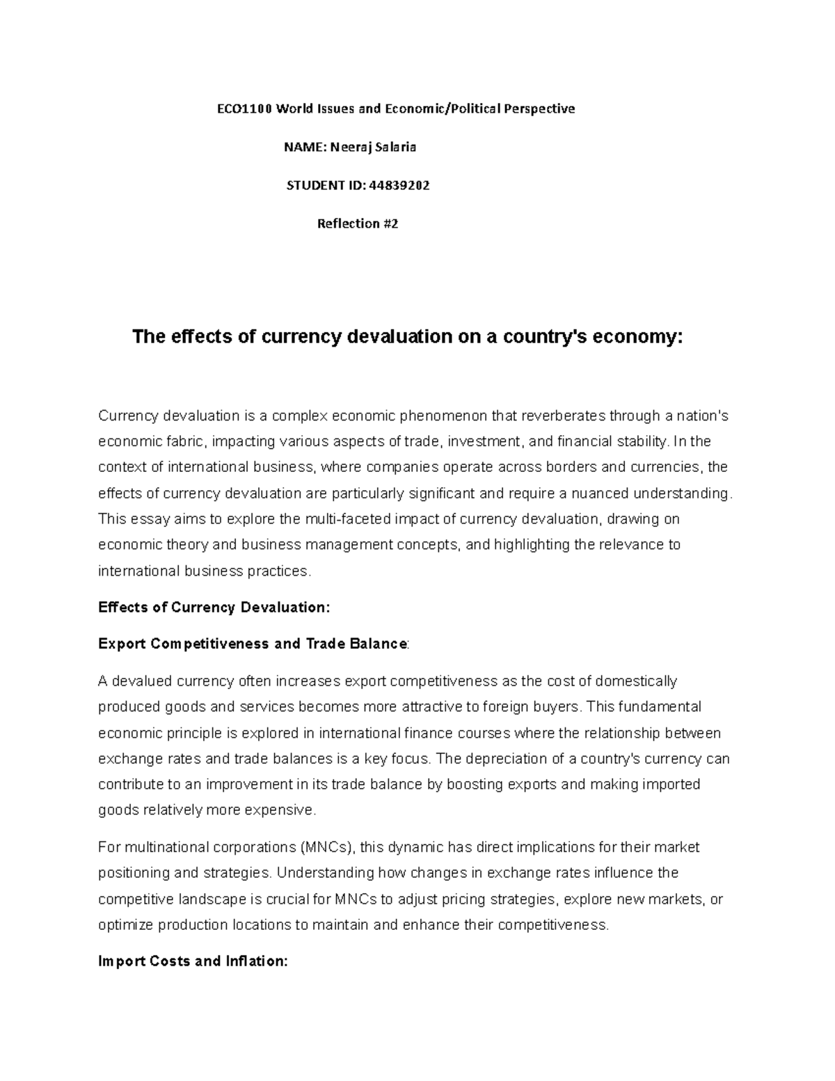 The effects of currency devaluation on a country's economy neeraj ...