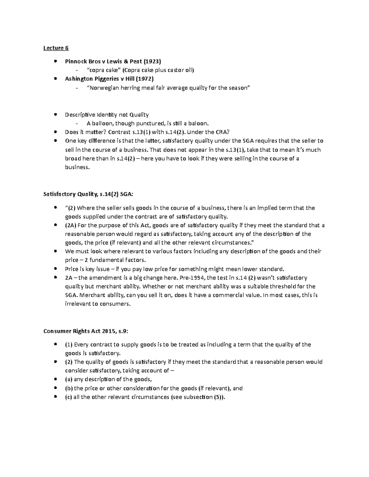 Lecture 6 - Satisfactory Quality and Fitness for Purpose - Lecture 6 ...