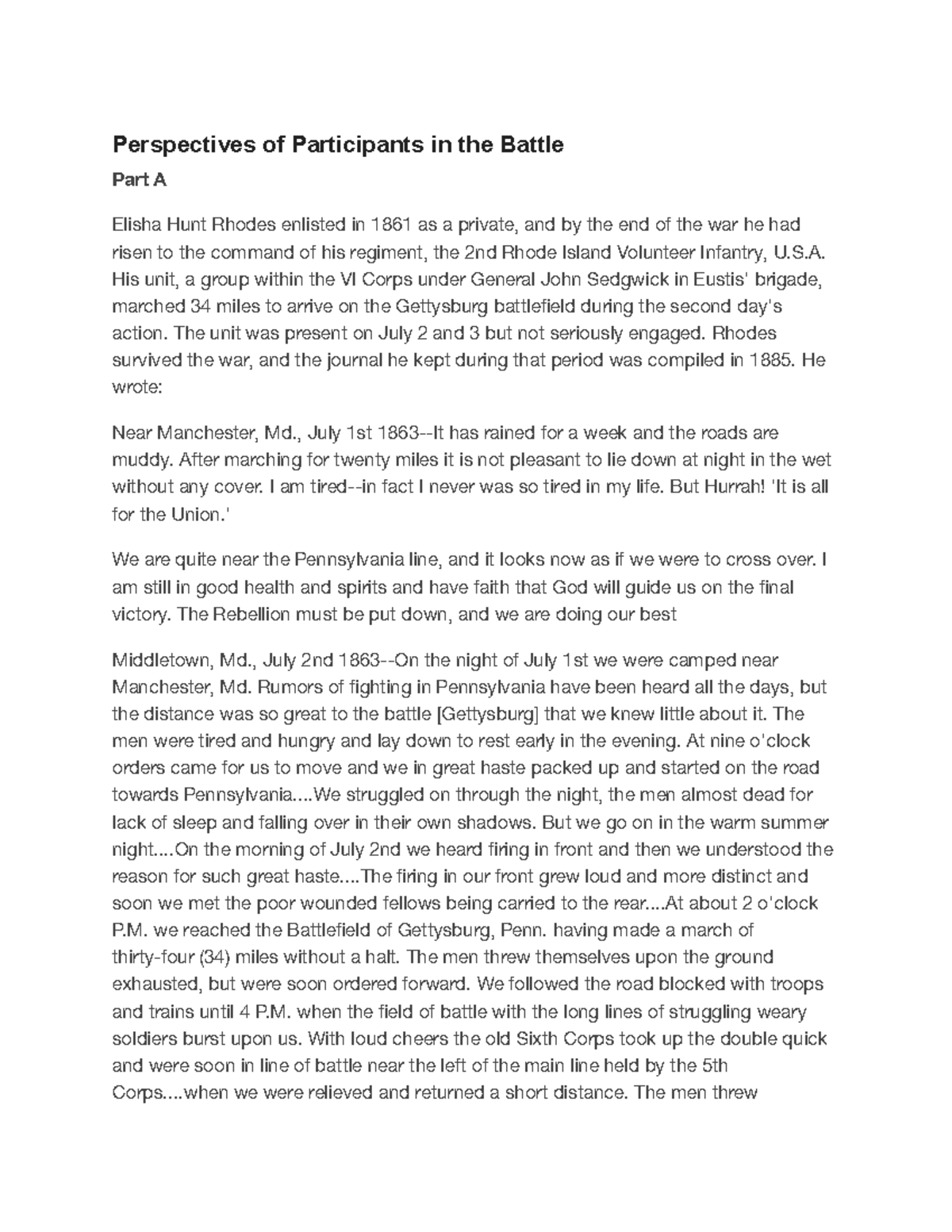 Perspectives at Gettysburg - Perspectives of Participants in the Battle ...