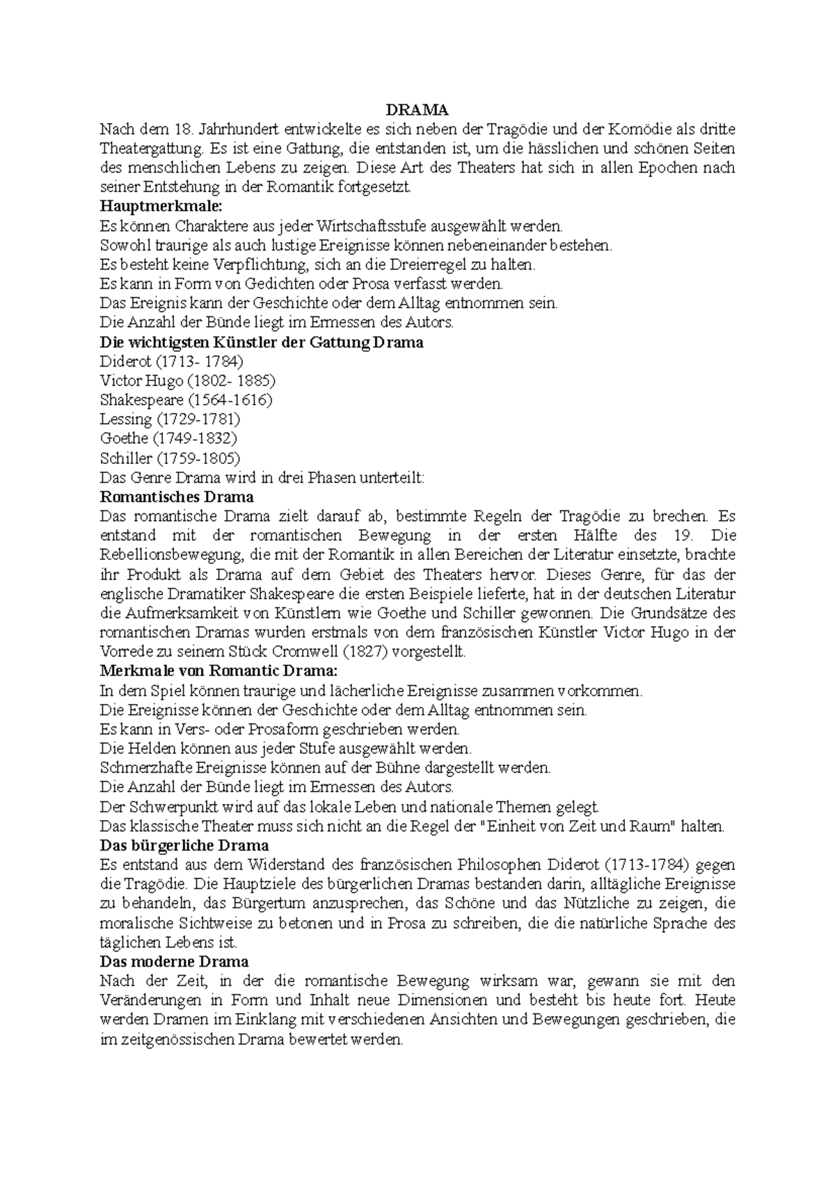 Yazınsal Türlere Giriş- Final - DRAMA Nach dem 18. Jahrhundert ...