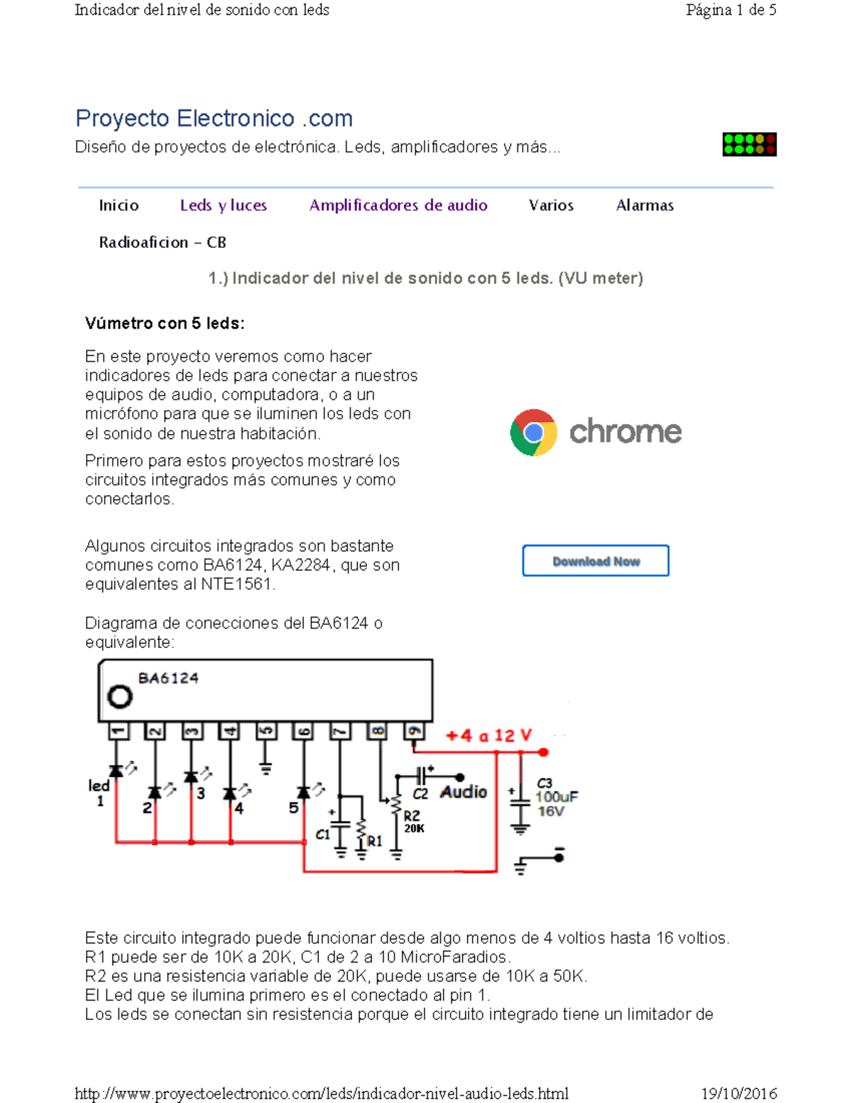 Indicador de audio (vumetros con 5 leds) - Proyecto Electronico .com ...