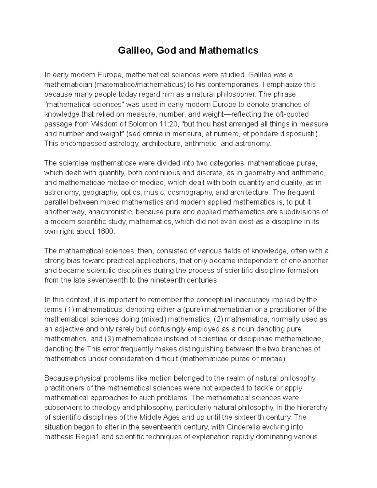 Galileo, God and Mathematics - Galileo was a mathematician (matematico ...