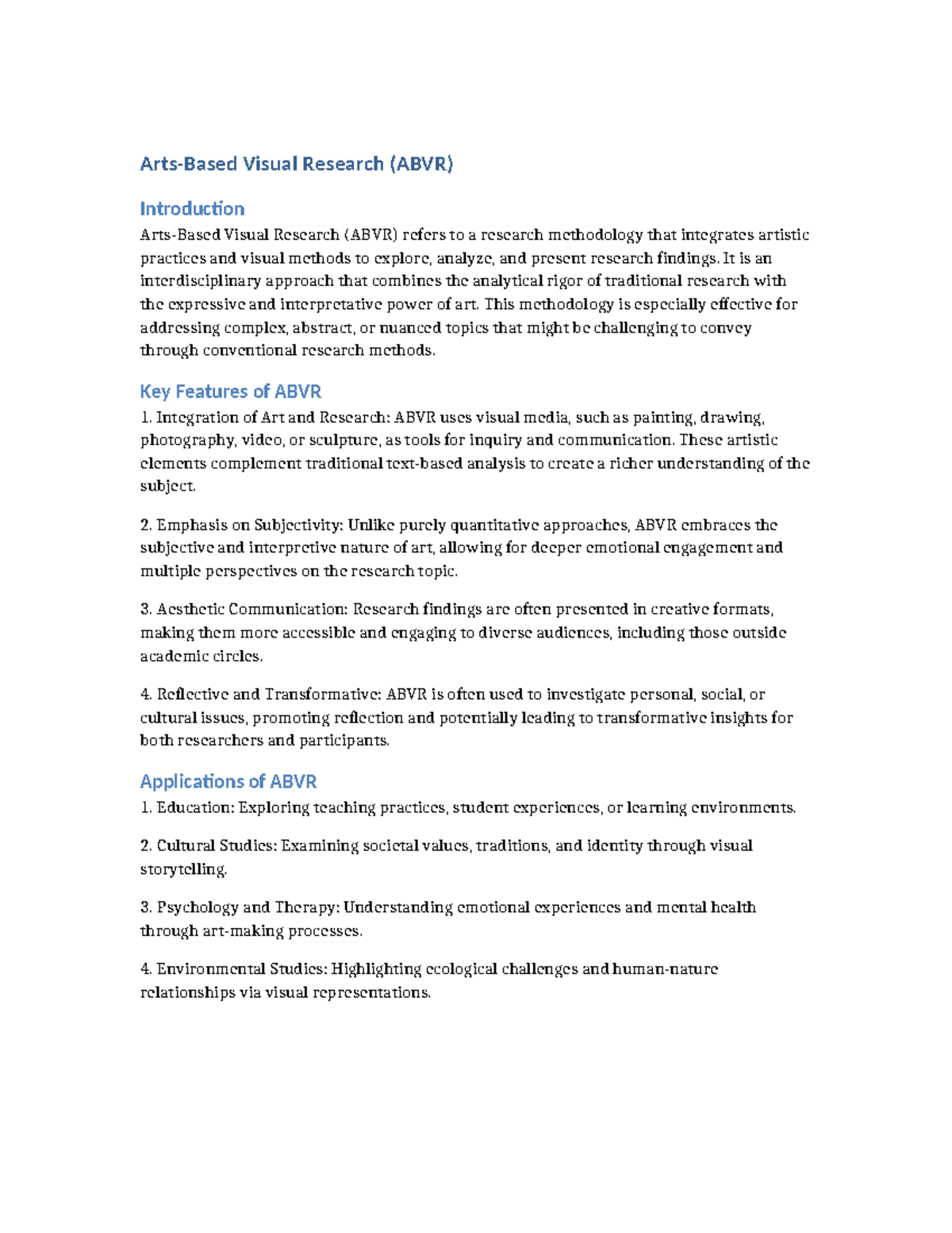 Arts Based Visual Research - Arts-Based Visual Research (ABVR ...