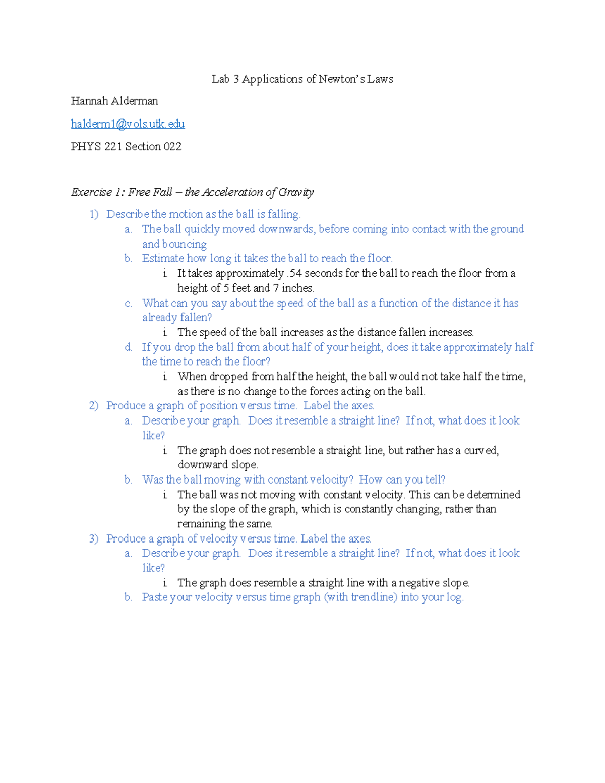 Lab 3 - Applications of Newton’s Laws - Lab 3 Applications of Newton’s ...