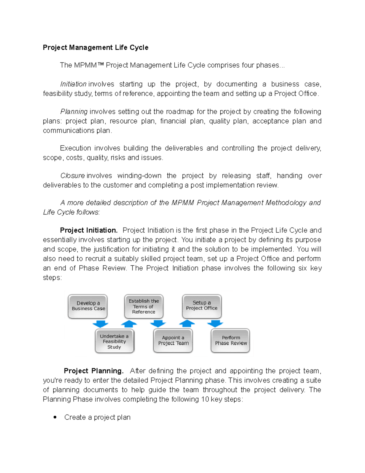 Project Management Life Cycle - .. Initiation involves starting up the ...