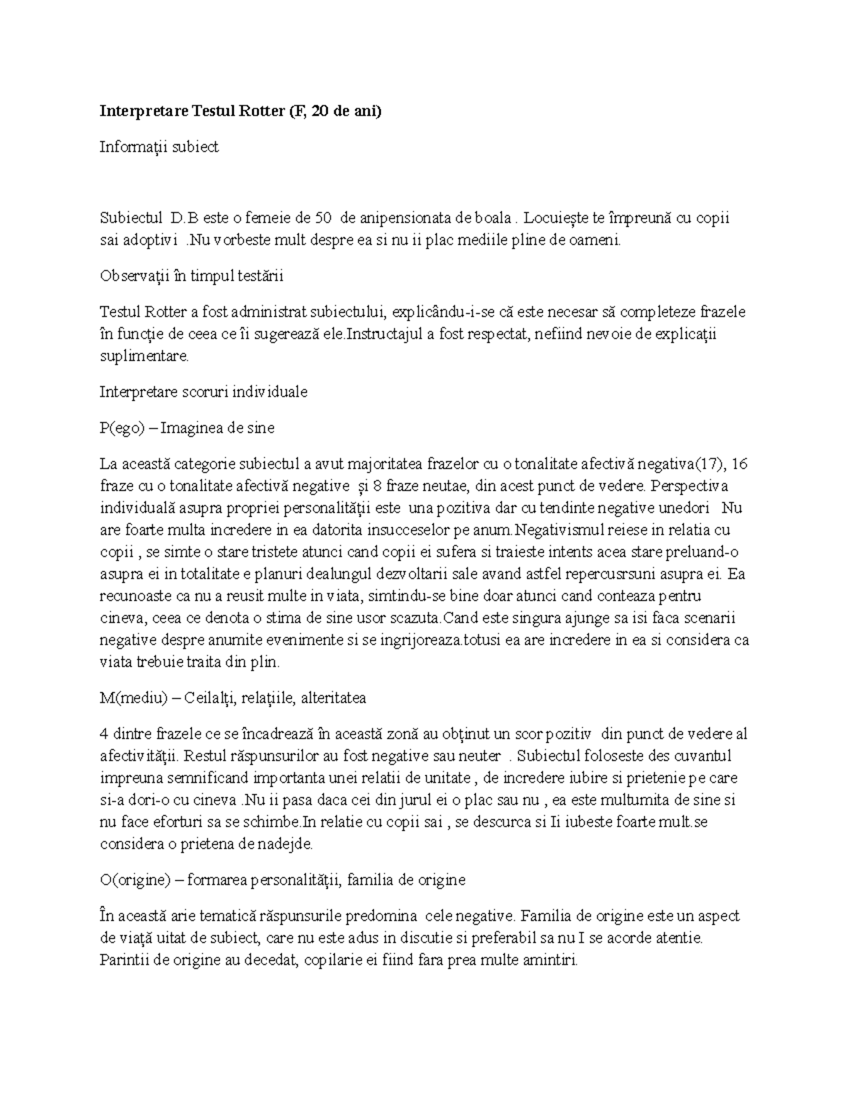 98216428 Claudia Rotter 1 - Interpretare Testul Rotter (F, 20 de ani ...