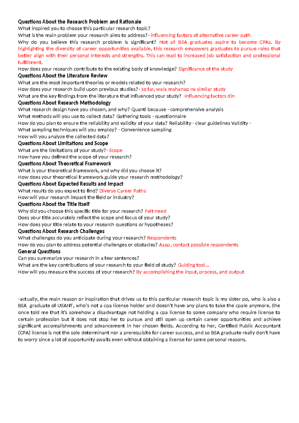 Title Defense-Possible Questions - Questions About the Research Problem ...