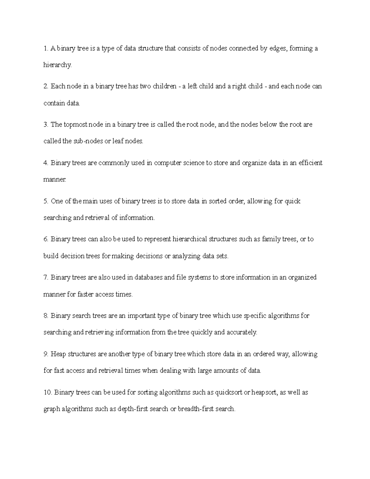 Binary Trees Lecture Notes First Semester A Binary Tree Is A Type Of Data Structure That