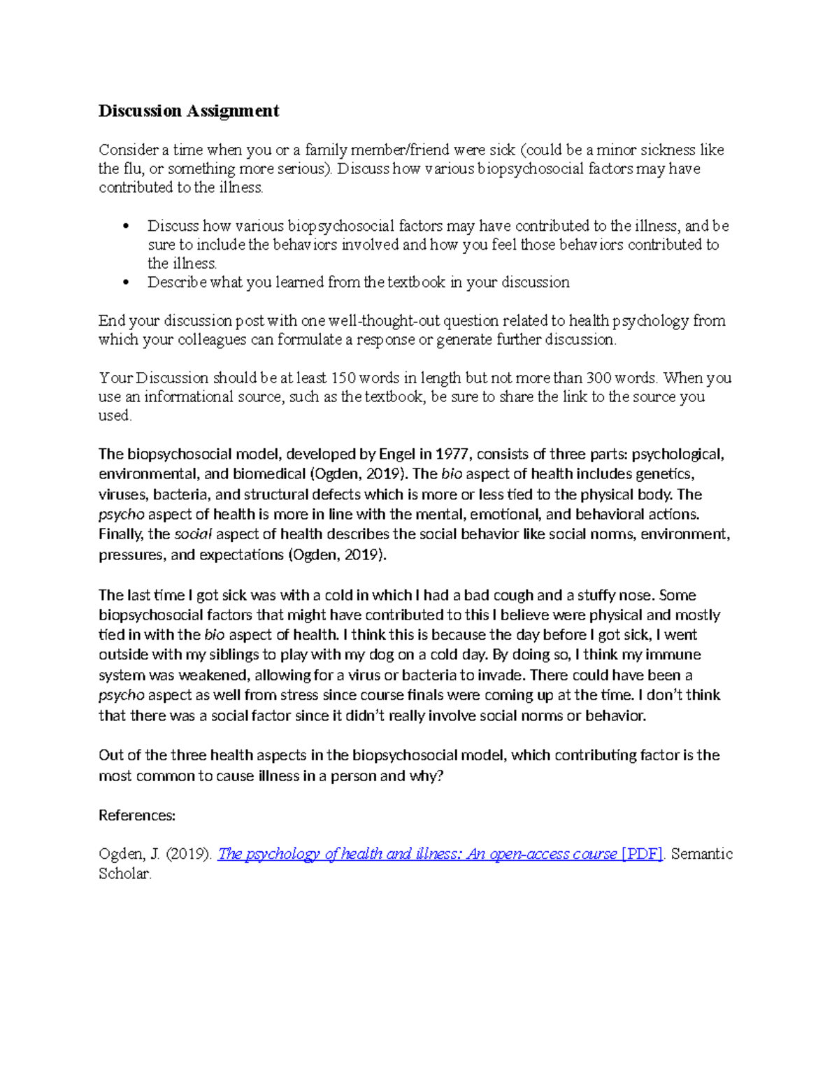 Discussion Assignment Unit 1 - Discussion Assignment Consider a time ...