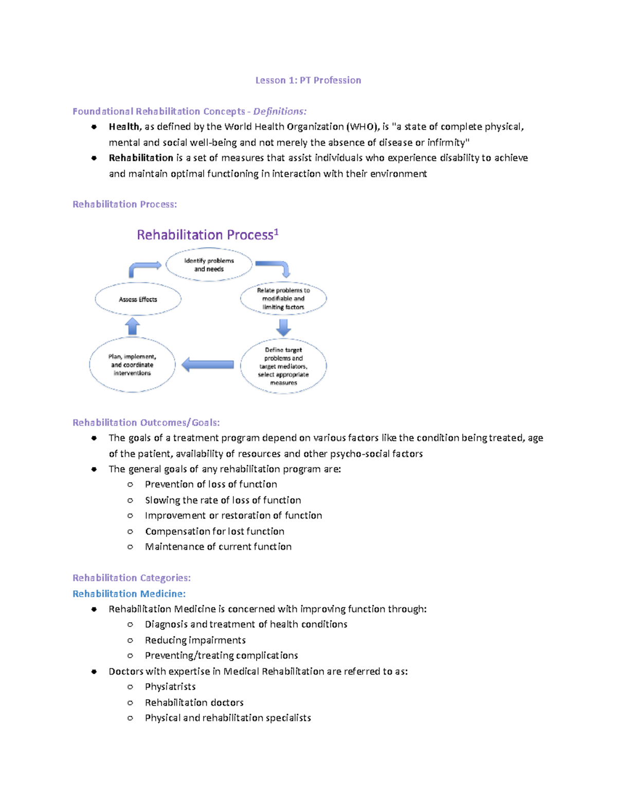 Lesson 1 - PT Profession - Lesson 1: PT Profession Foundational ...