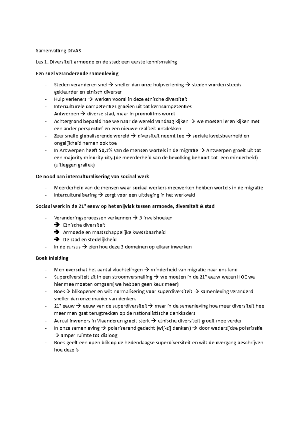 Samenvatting Divas - Samenvatting DIVAS Les 1. Diversiteit armoede en de stad: een eerste - Studocu