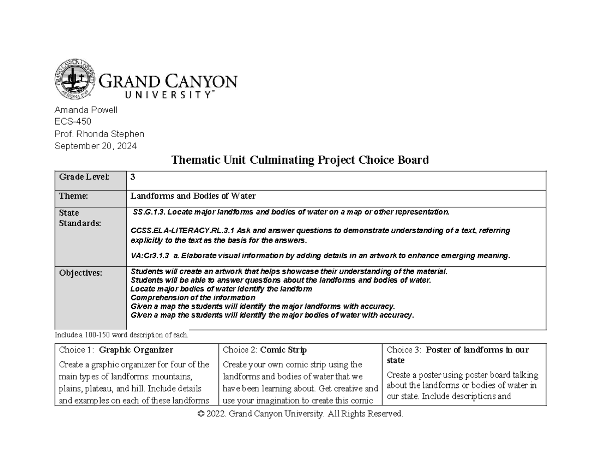 Powell ECS 450 T8 Choice Board - Amanda Powell ECS- Prof. Rhonda ...