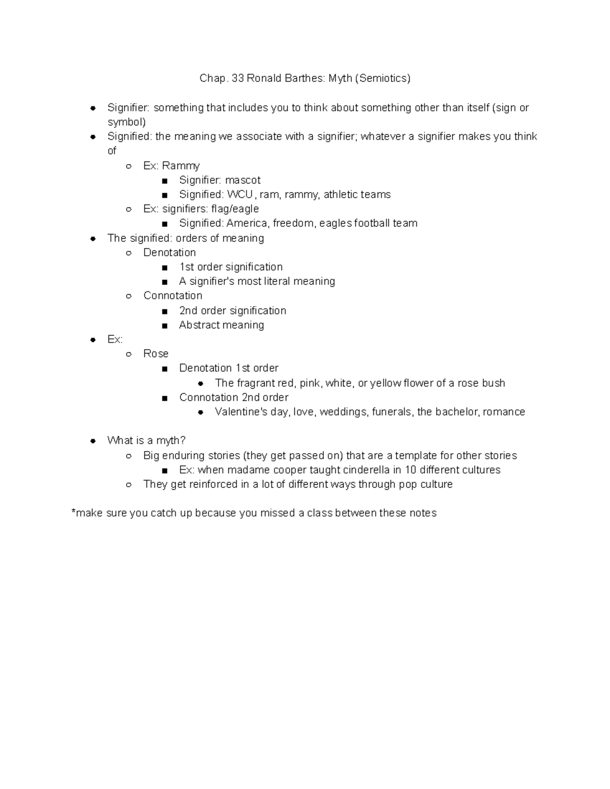 Chap. 33 Ronald Barthes Myth (Semiotics) - Chap. 33 Ronald Barthes ...