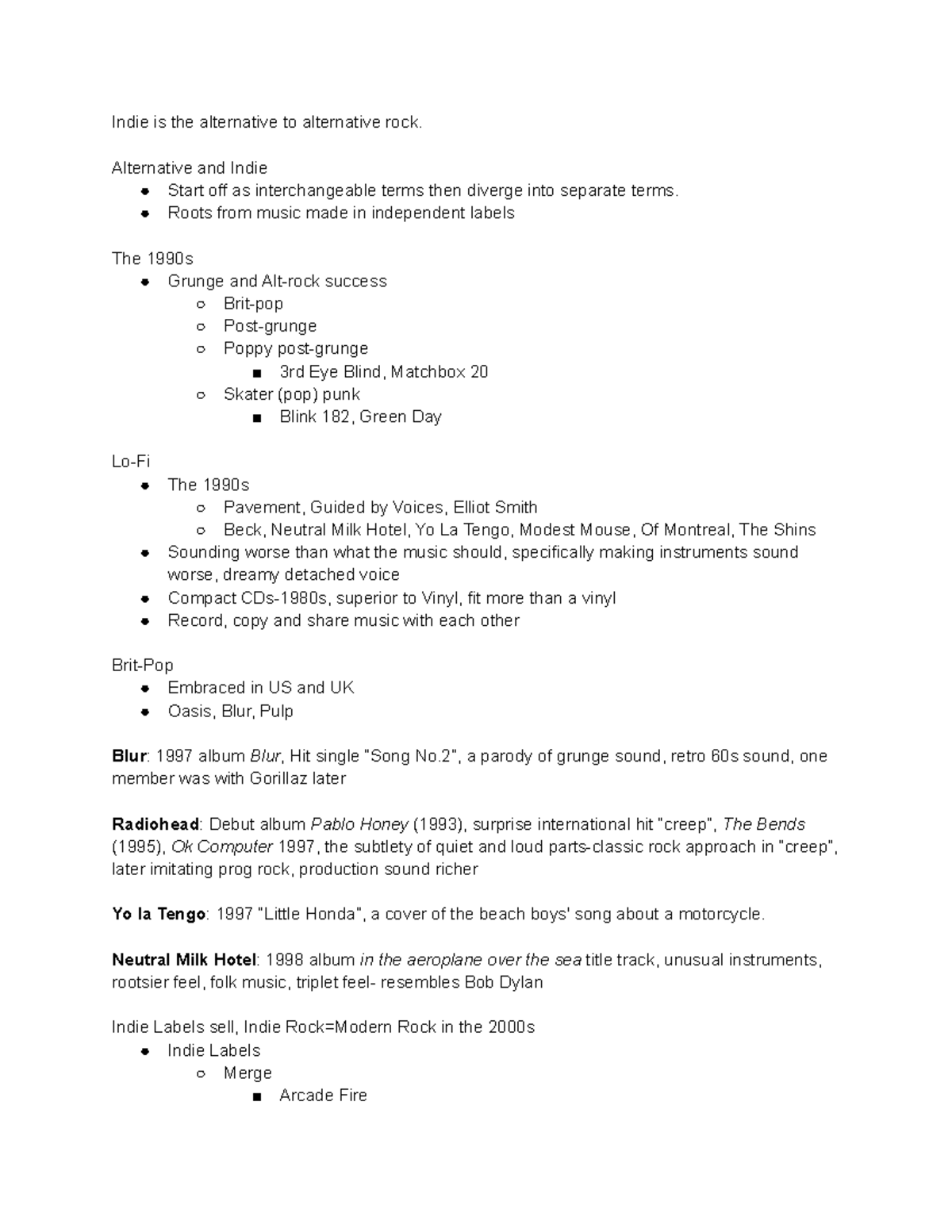 Indie-Rock final lecture - Indie is the alternative to alternative rock ...