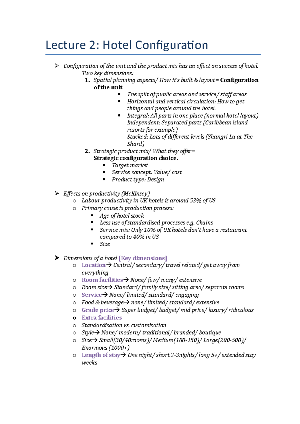 Lecture 2 - Hotel Configuration - Lecture 2: Hotel Configuration ...