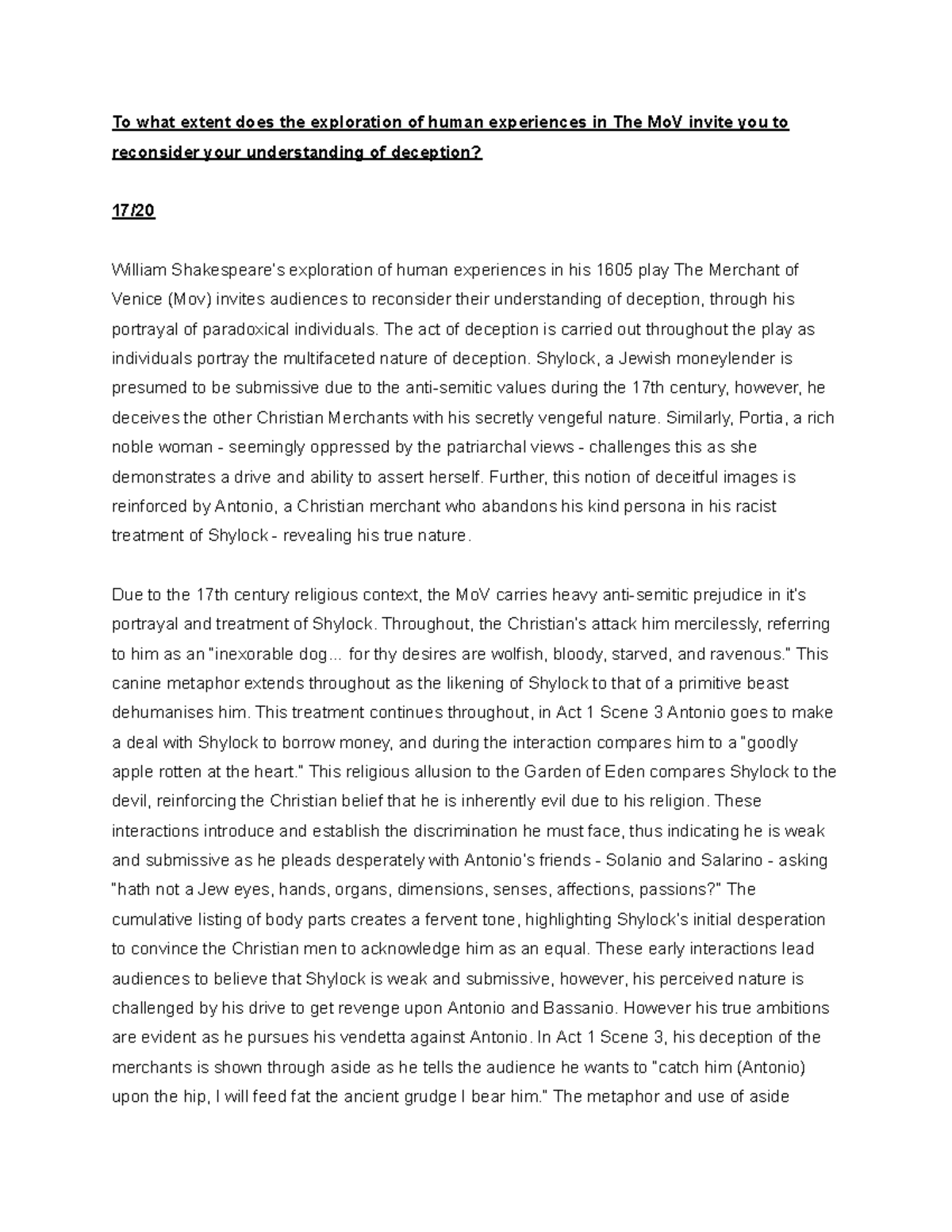 CH Mo V - 2 different band 6 responses for HSC Advanced English ...