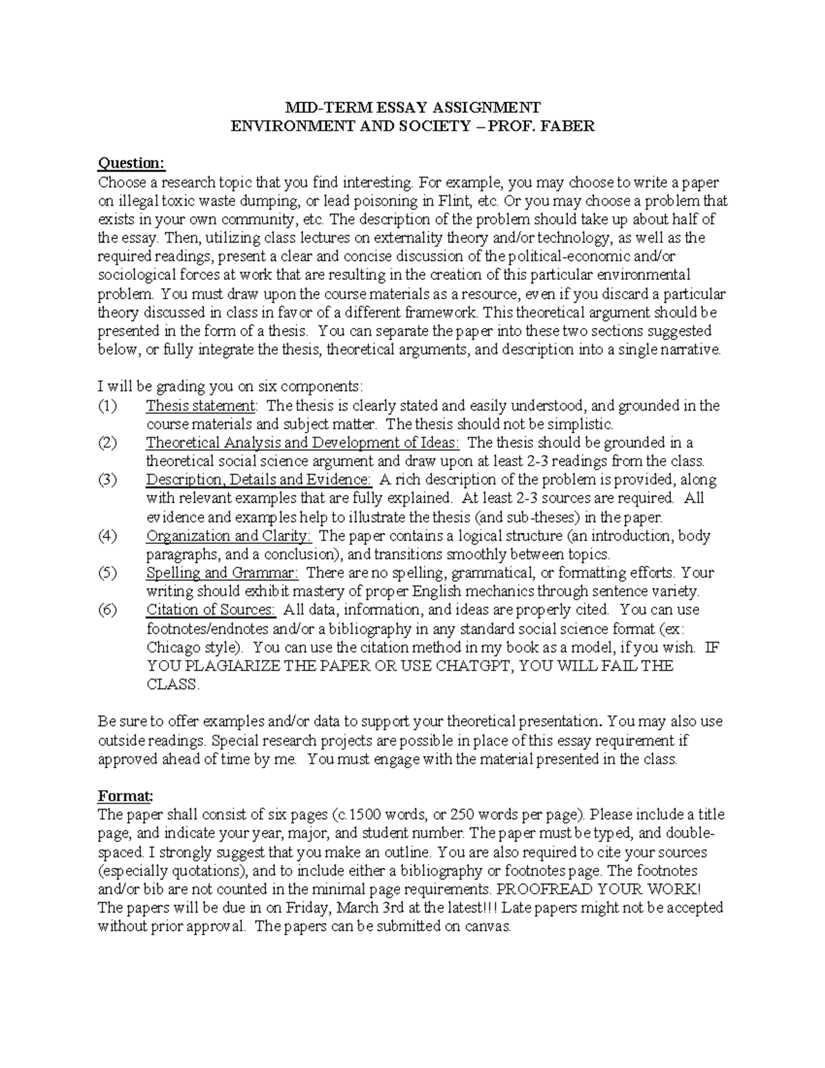 Mid-Term Paper Assignment SOCL 1246-4 - MID-TERM ESSAY ASSIGNMENT ...