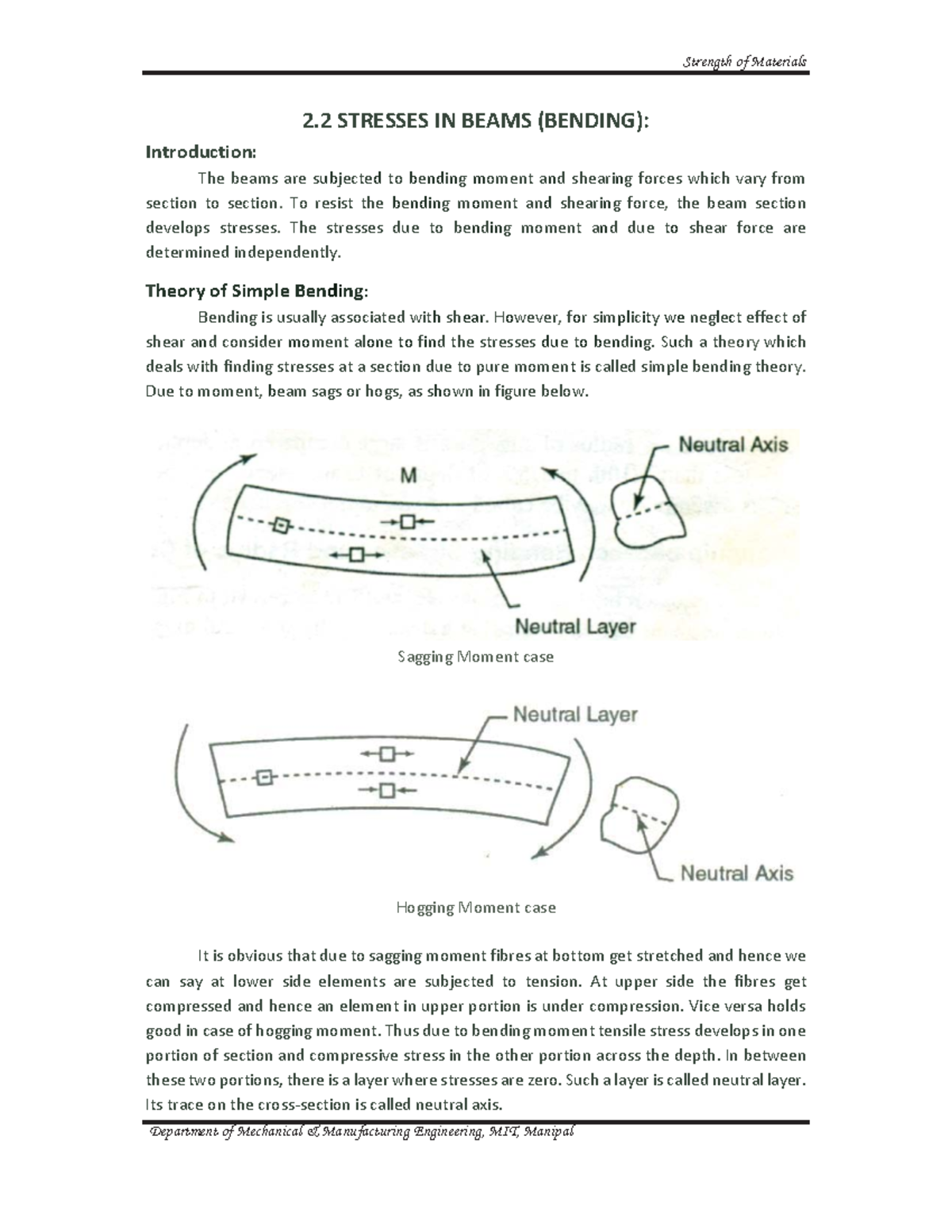 Notes - 2 STRESSES IN BEAMS (BENDING): ####### Introduction: The beams ...