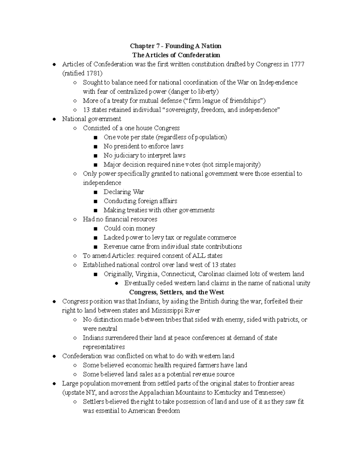 Chapter 7 Founding A Nation Textbook Notes - Chapter 7 - Founding A ...