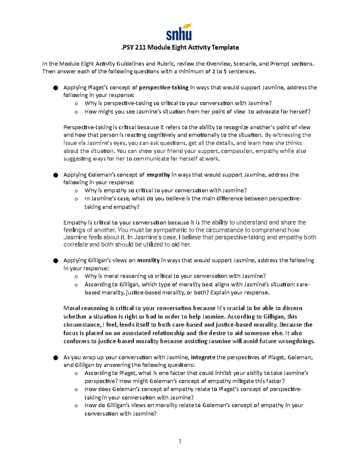 PSY 211 Module Eight Activity Template - PSY 211 Module Eight Activity ...