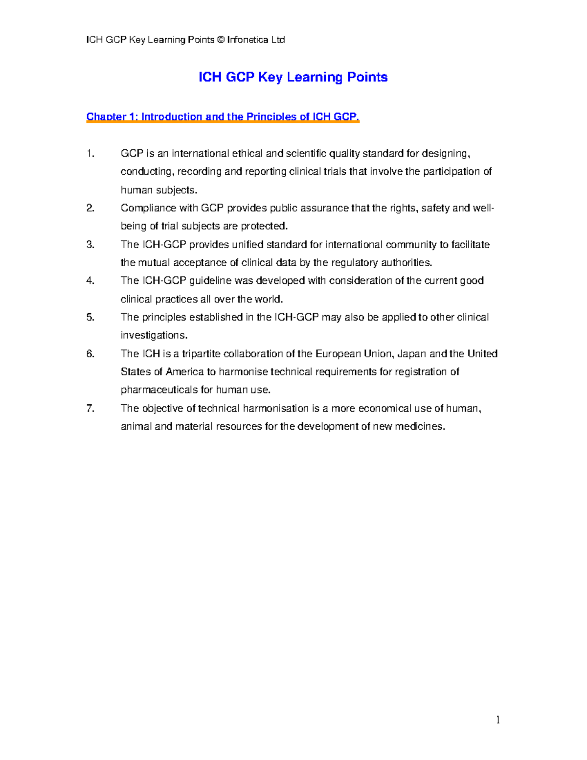 GCP Key Learning Points Good Clinical Practice - ICH GCP Key Learning ...