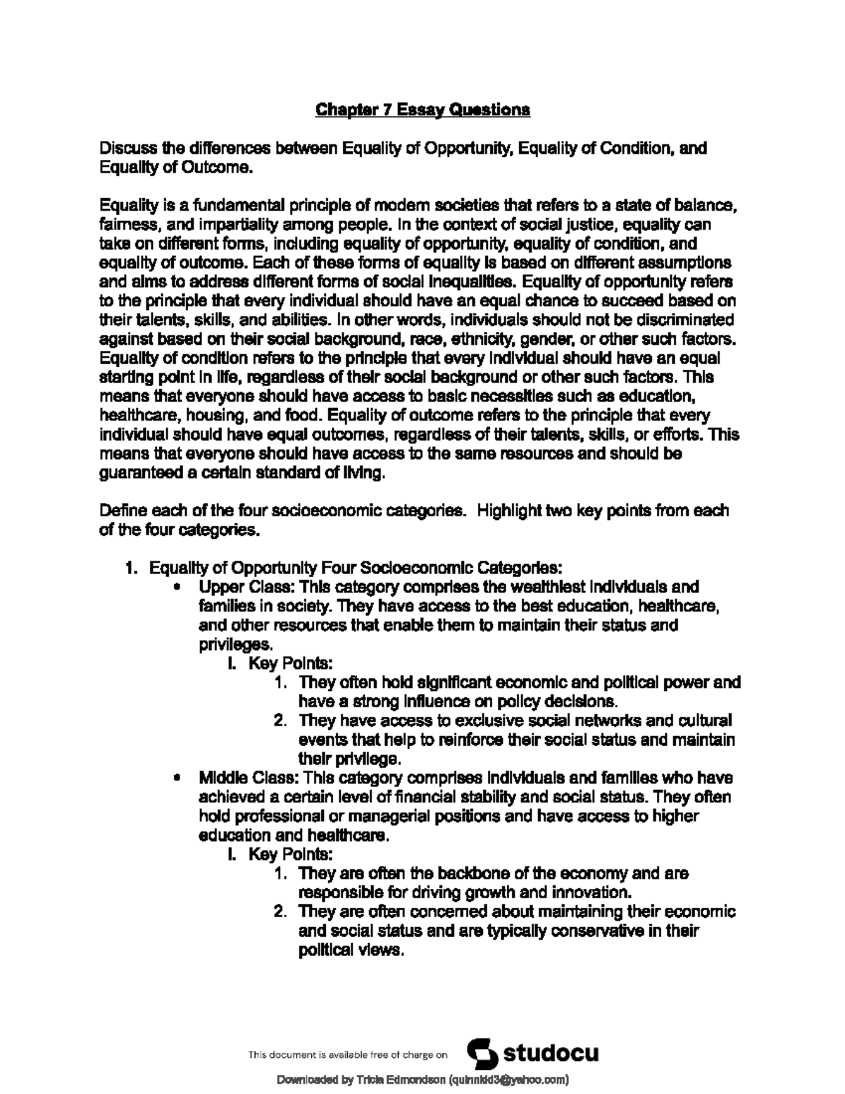 Chapter 7 Esssay questions - SO100 - Studocu