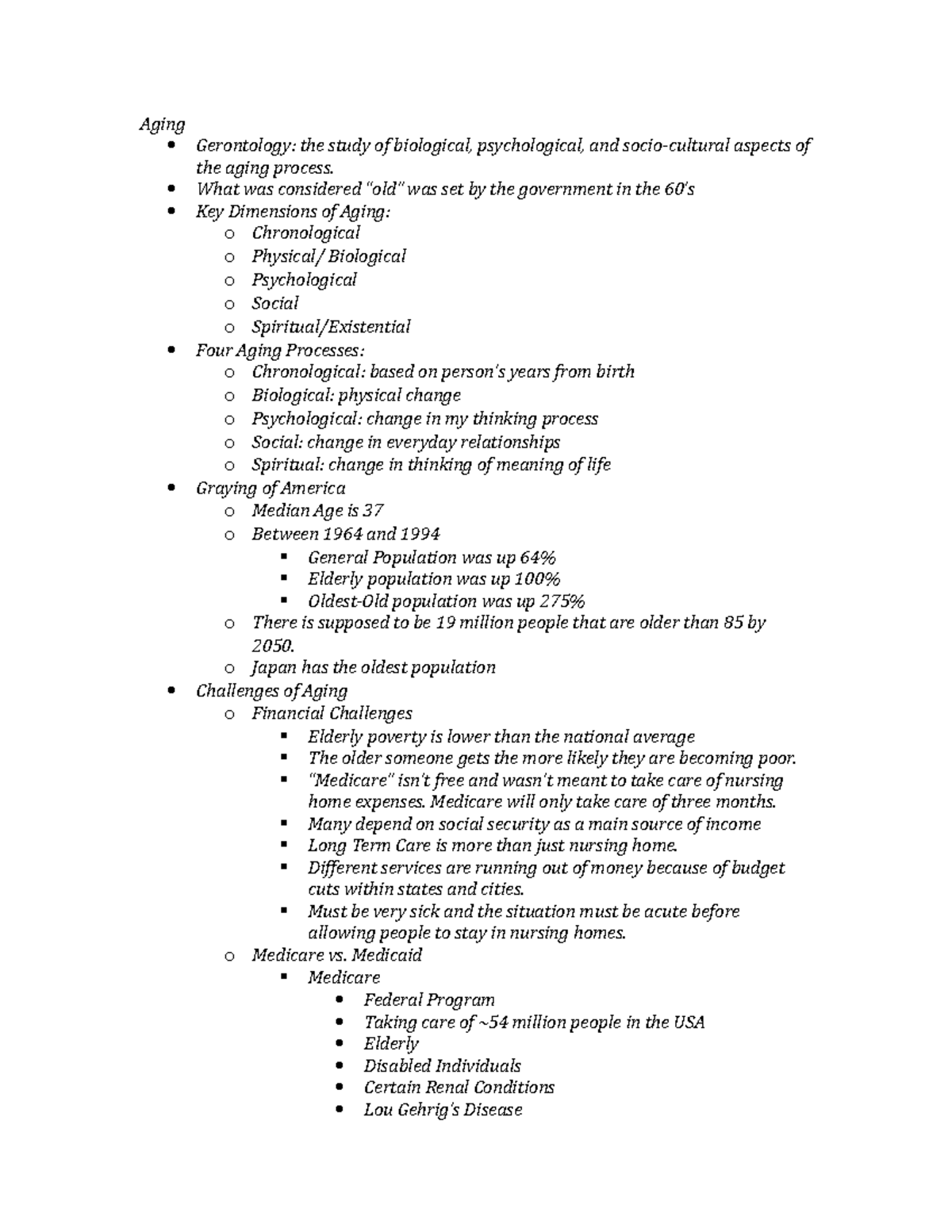 Aging and Dying - assignment required for class - Aging Gerontology ...