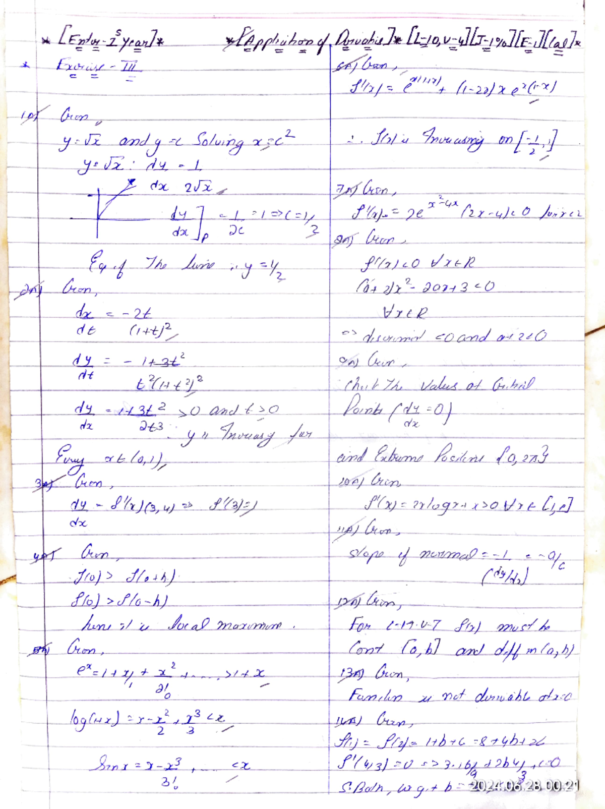 Aplication of Derivatives.[ complete Notes with Examples and Imp ...