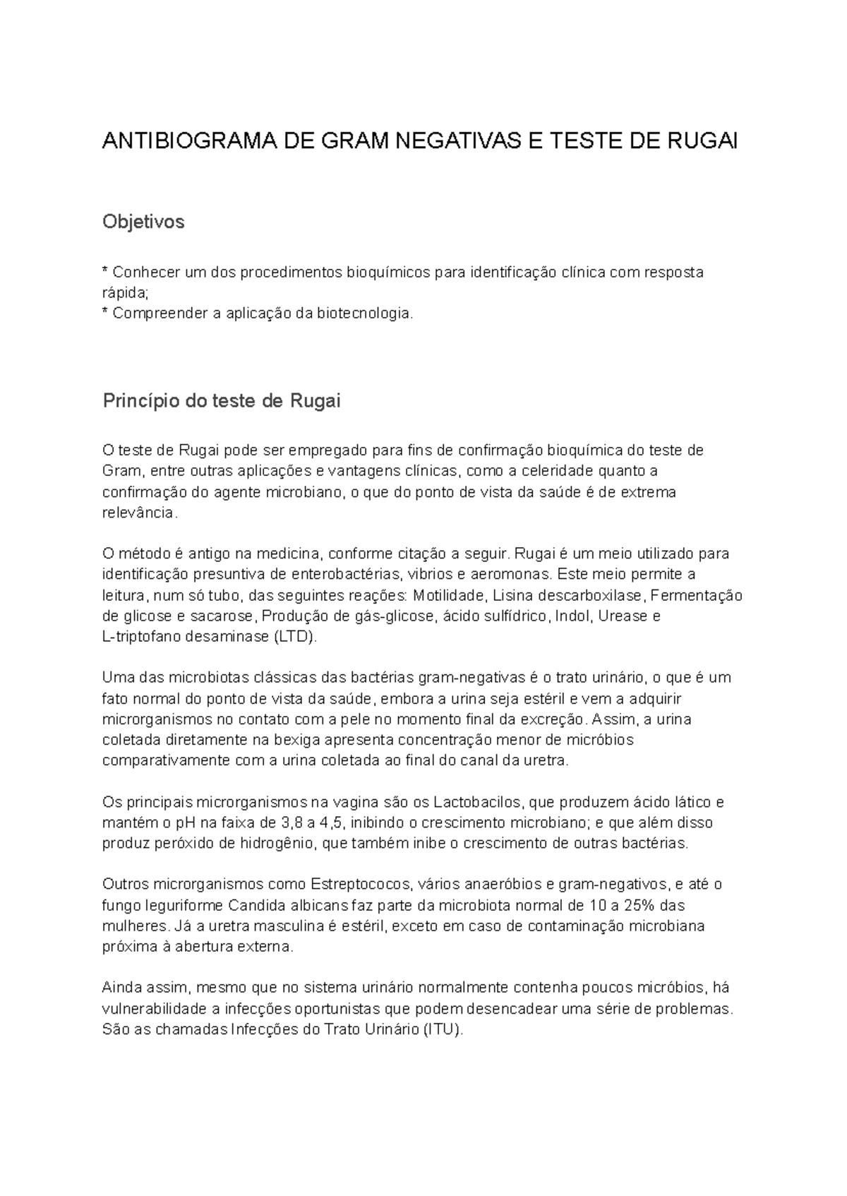 Antibiograma DE GRAM Negativas E Teste DE Rugai - ANTIBIOGRAMA DE GRAM ...