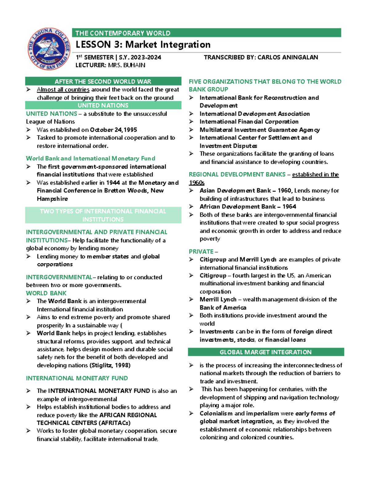 Cworld Lesson 3 Market Integration (BOOK) - A AFTER THE SECOND WORLD ...