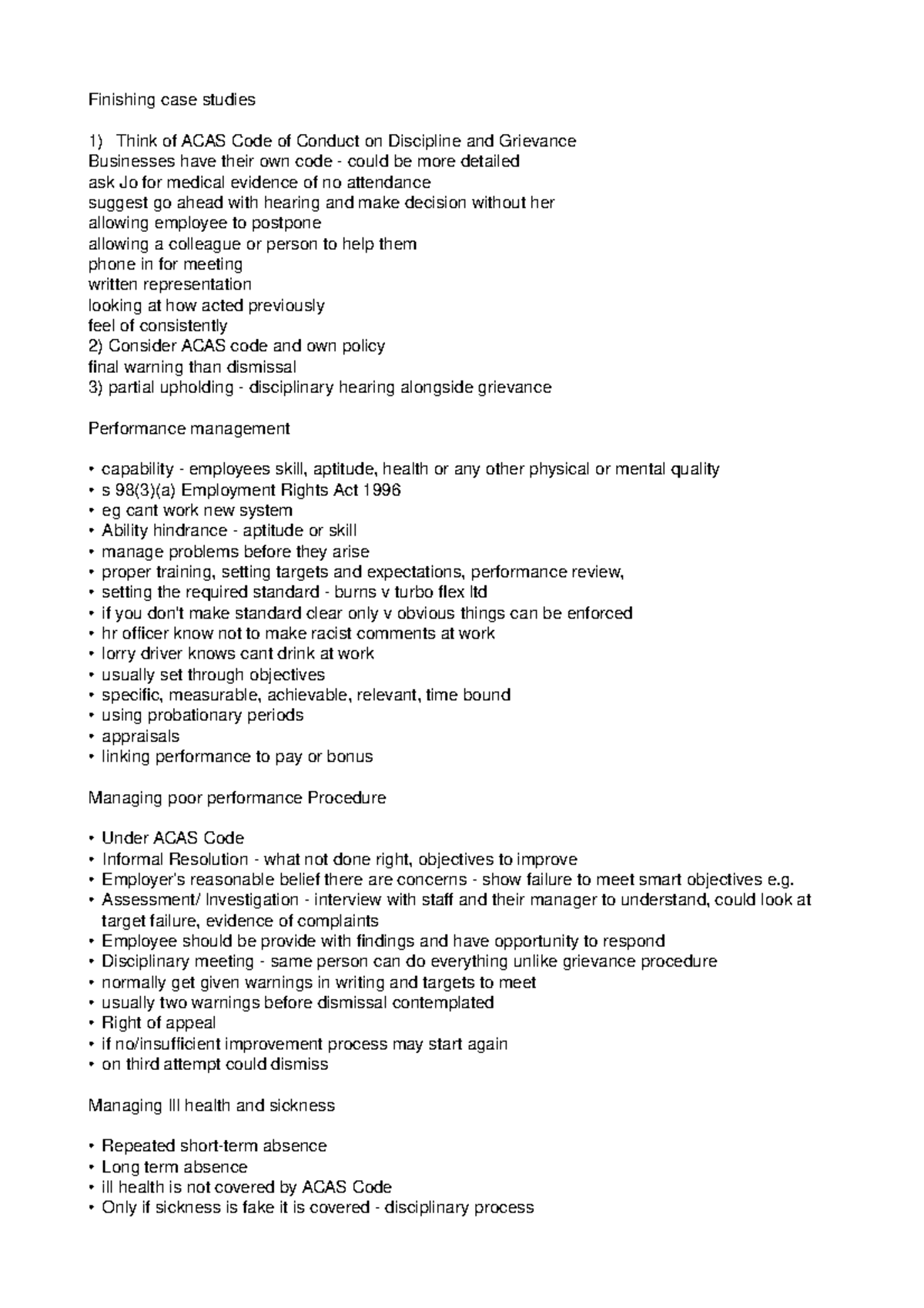 Lecture 4 - Finishing case studies Think of ACAS Code of Conduct on ...