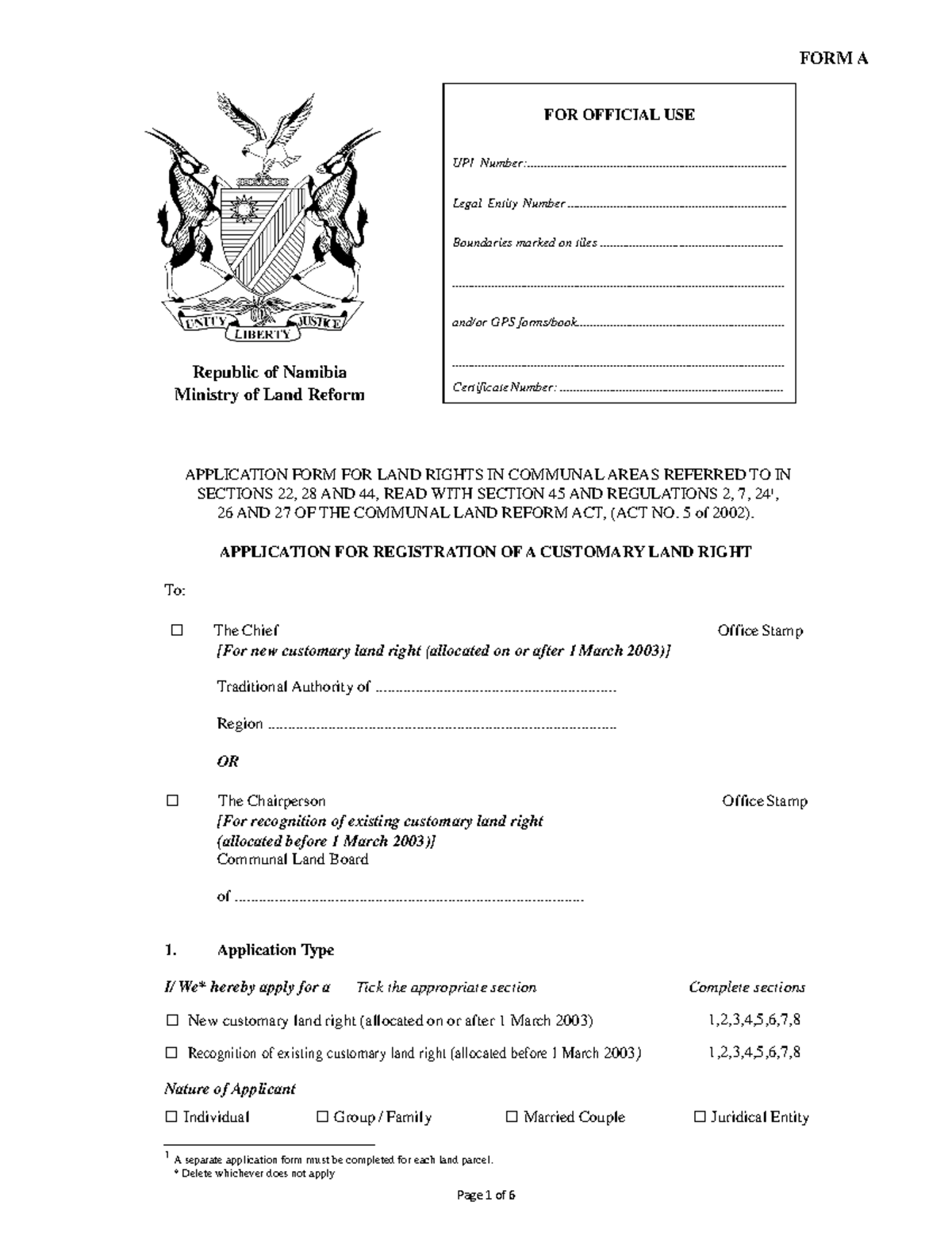 Form A - ggg - ` FOR OFFICIAL USE UPI - Studocu