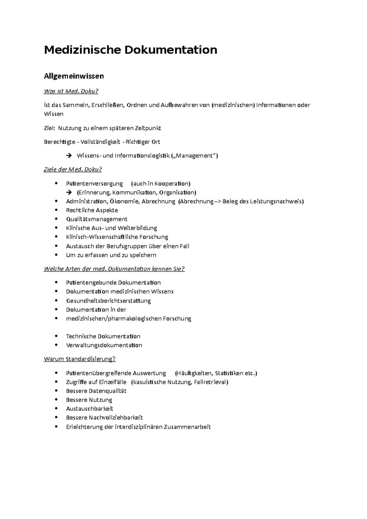 Medizinische Dokumentation - Medizinische Dokumentation Allgemeinwissen ...