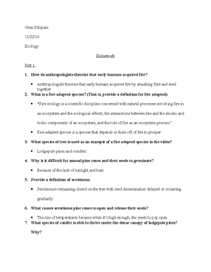 Ecology hw 2 - homework questions with answers - Gina Schipani 9/20 ...