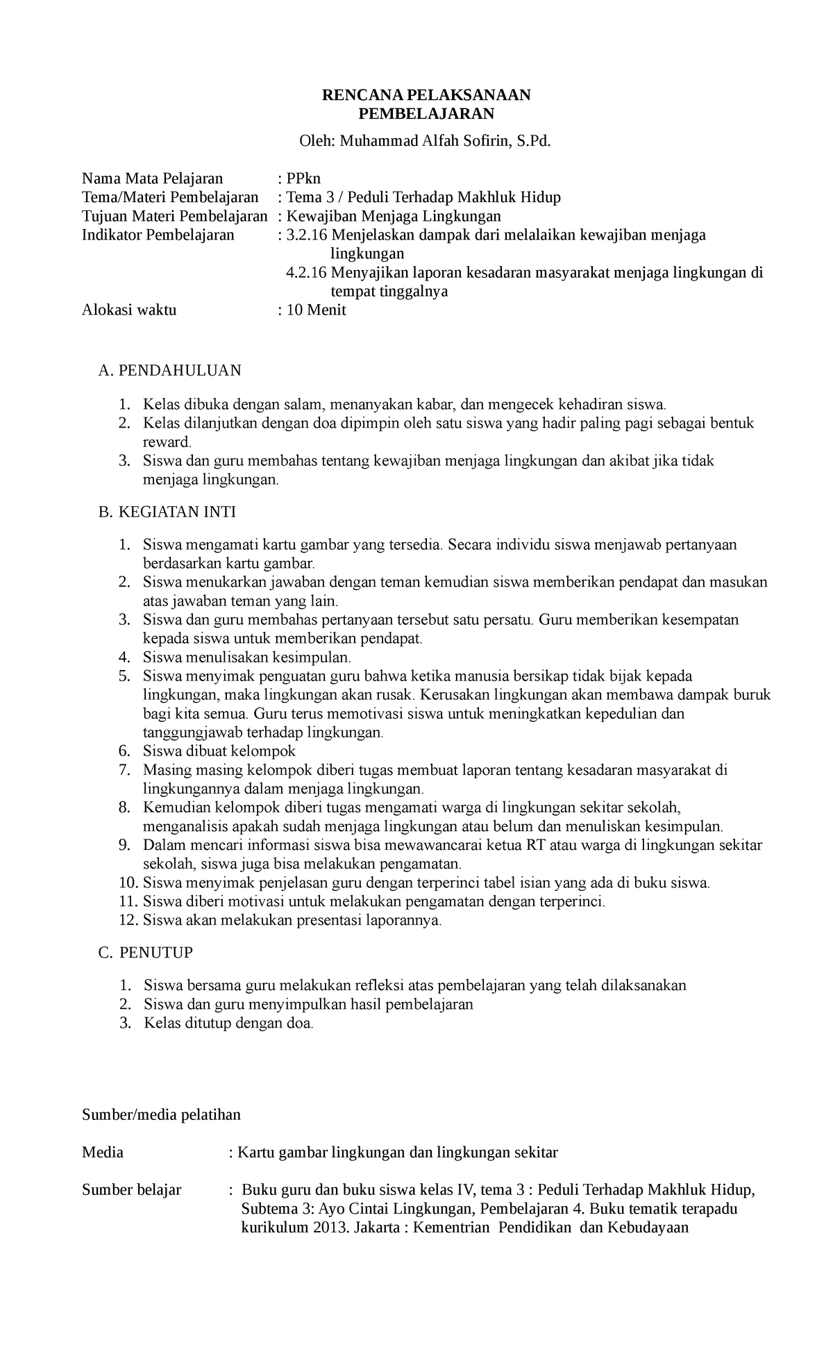 Format RPP CGP 10 Reguler - RENCANA PELAKSANAAN PEMBELAJARAN Oleh ...