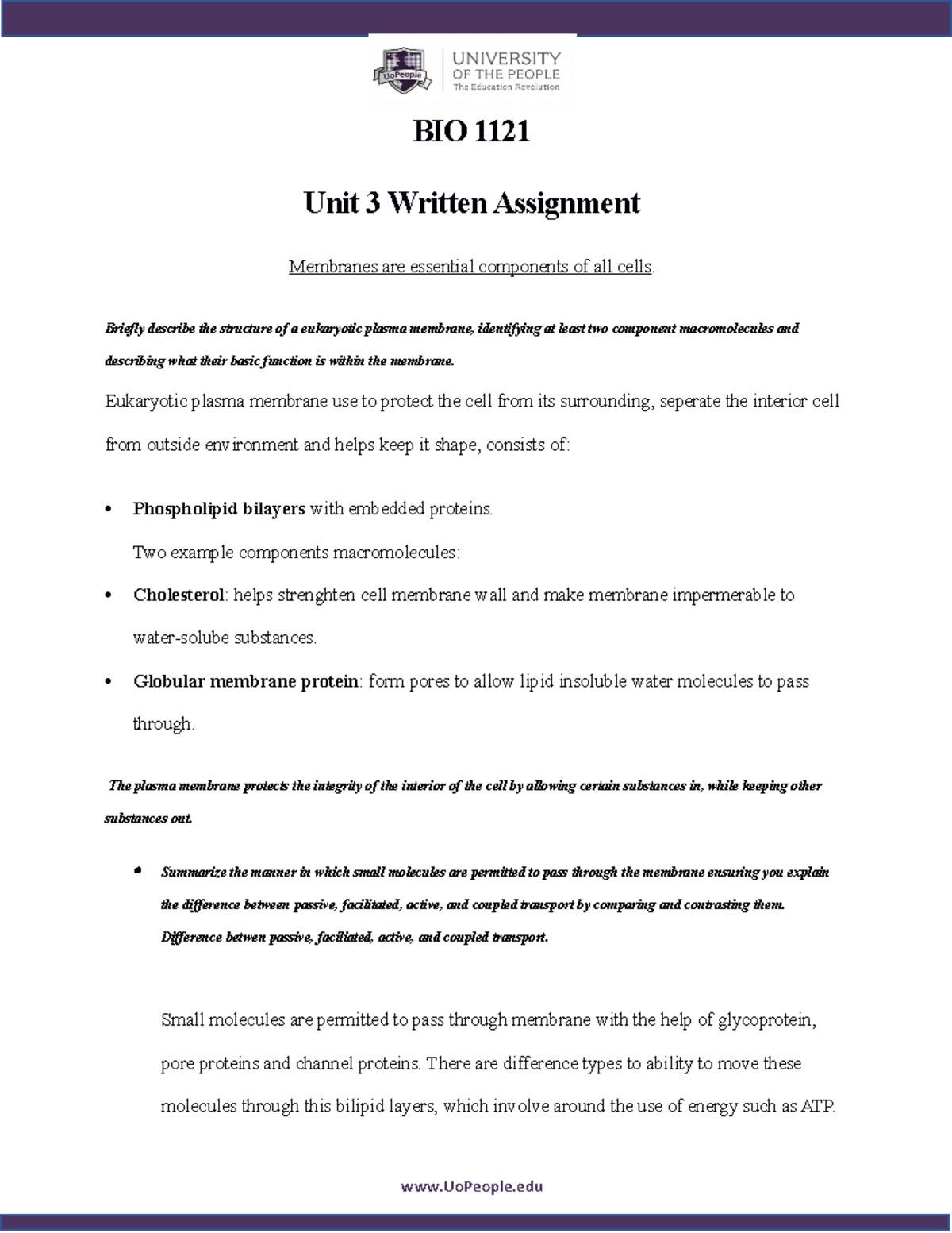 BIO 1121 Unit 3 Written Assignment - BIO 1121 Unit 3 Written Assignment ...